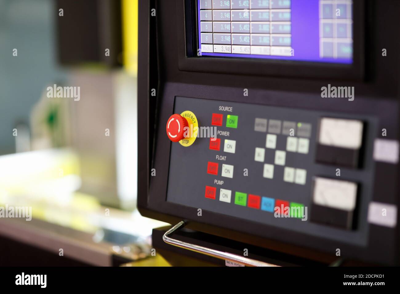 Control panel of CNC waterjet cutting machine. Selective focus Stock ...