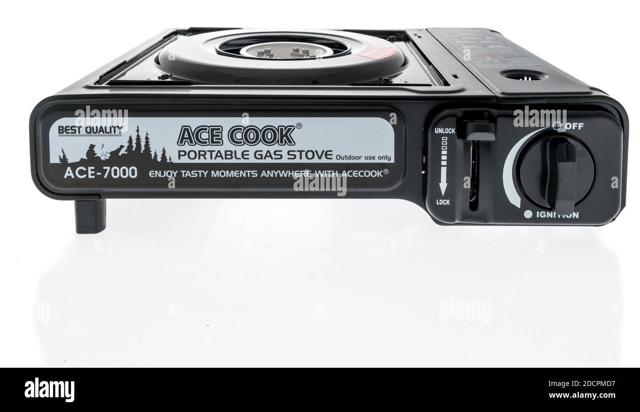 Winneconne, WI -27 October 2020: A package of Ace cook portable gas ...