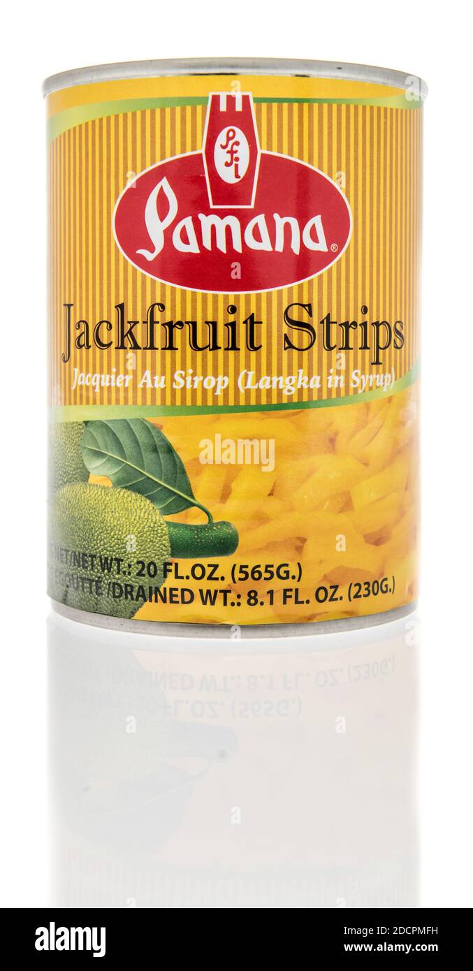 Winneconne, WI -10 November 2020: A package of Pamana jackfruit strips ...