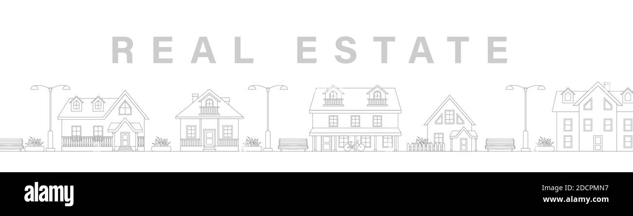 Small town neighborhood line art vector Stock Vector Image & Art - Alamy