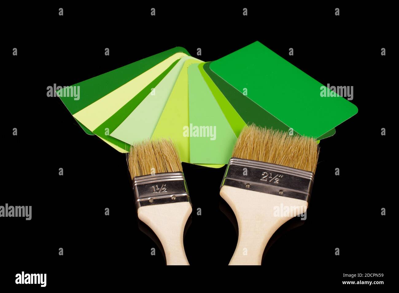 Color sample cards and paintbrush for home decoration and design ...