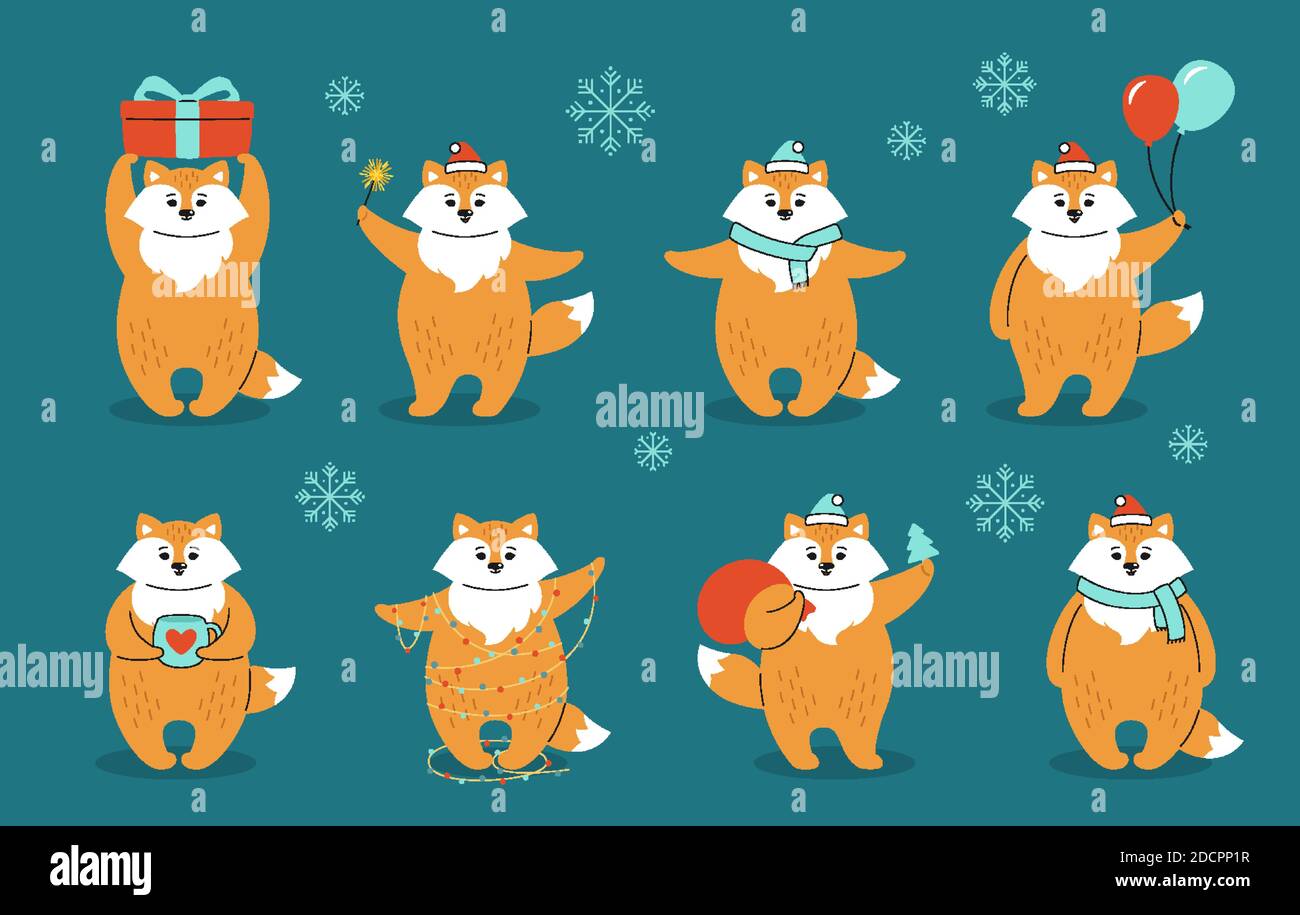 Red fox in the snow Stock Vector Images - Alamy