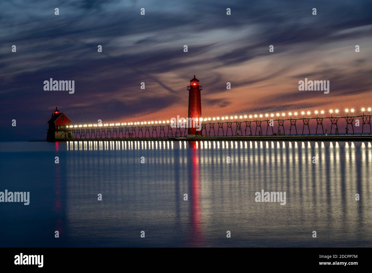 South Pier and lighthouses in Grand Haven, Michigan Stock Photo - Alamy