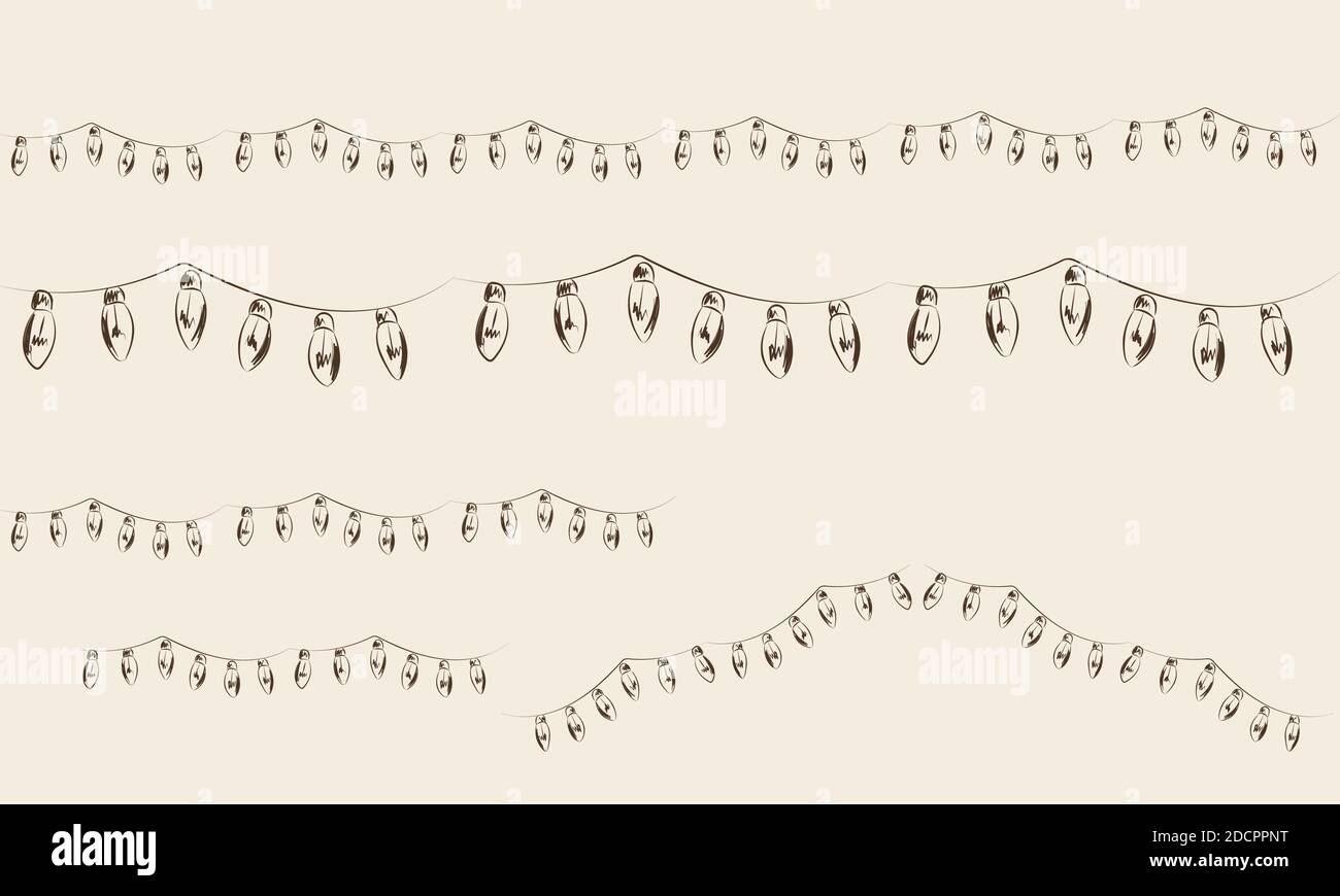 Christmas light. Hand drawn lights isolated on white background. Vector ...