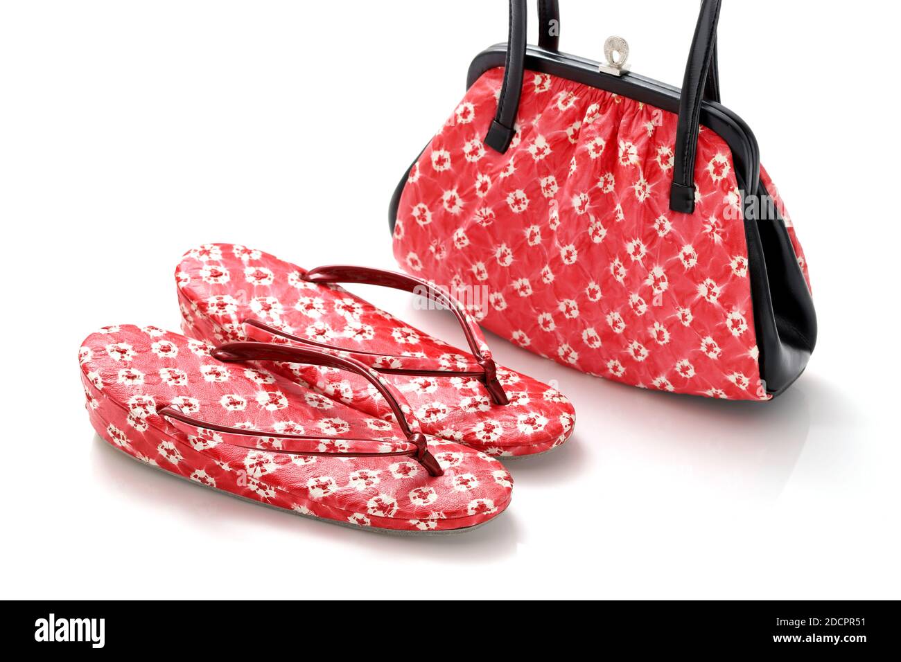 Traditional Japanese sandals Zori with bag isolated on white background ...