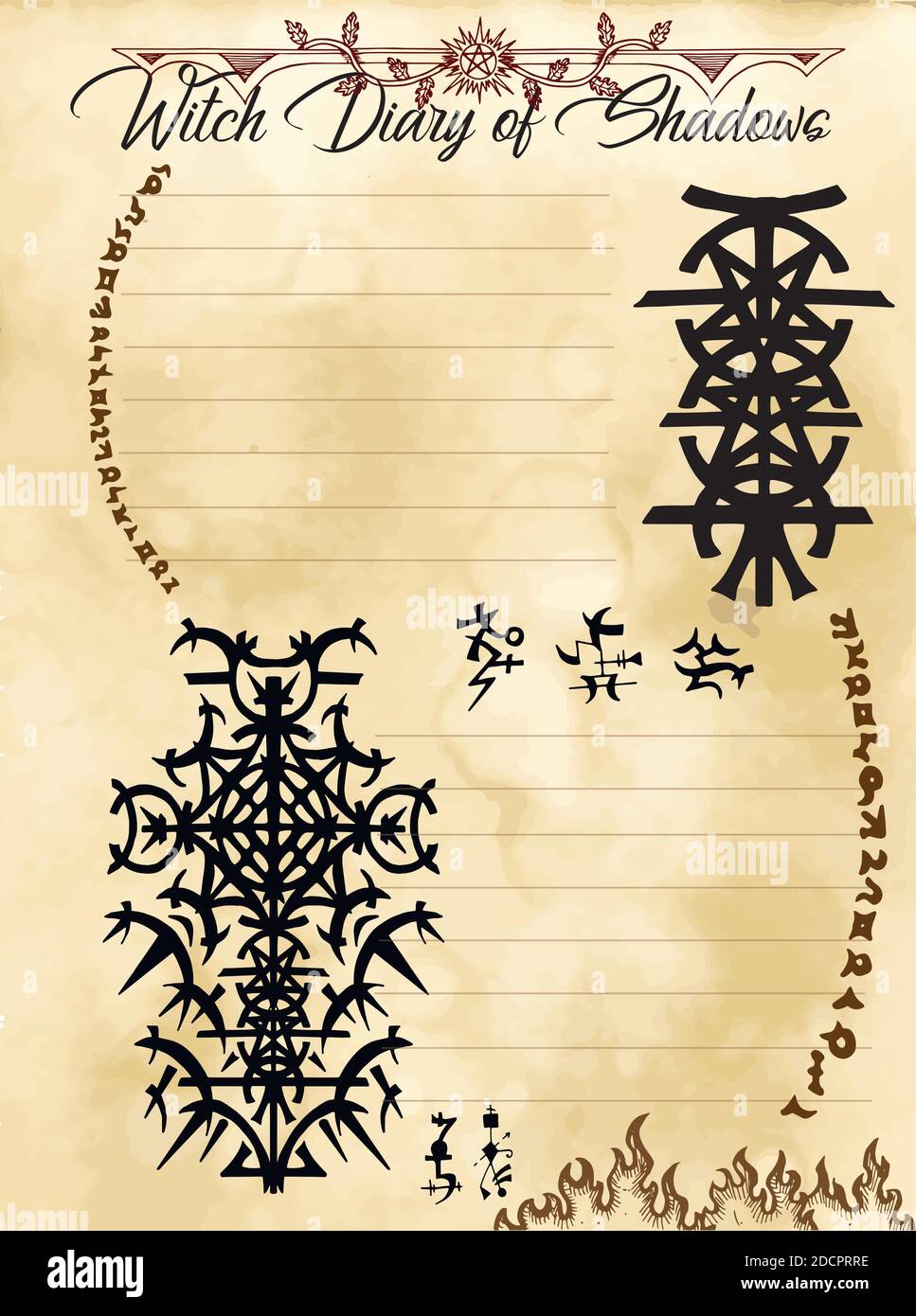 Design page of Witch Diary of Shadows with blank and copy space ...