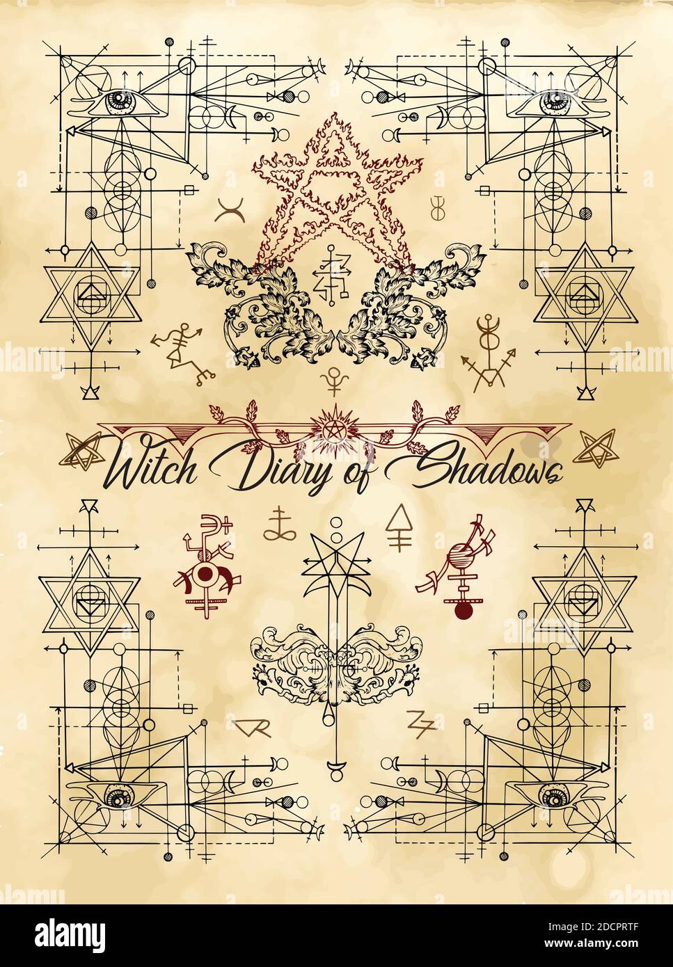 Design page of Witch Diary of Shadows with blank and copy space ...