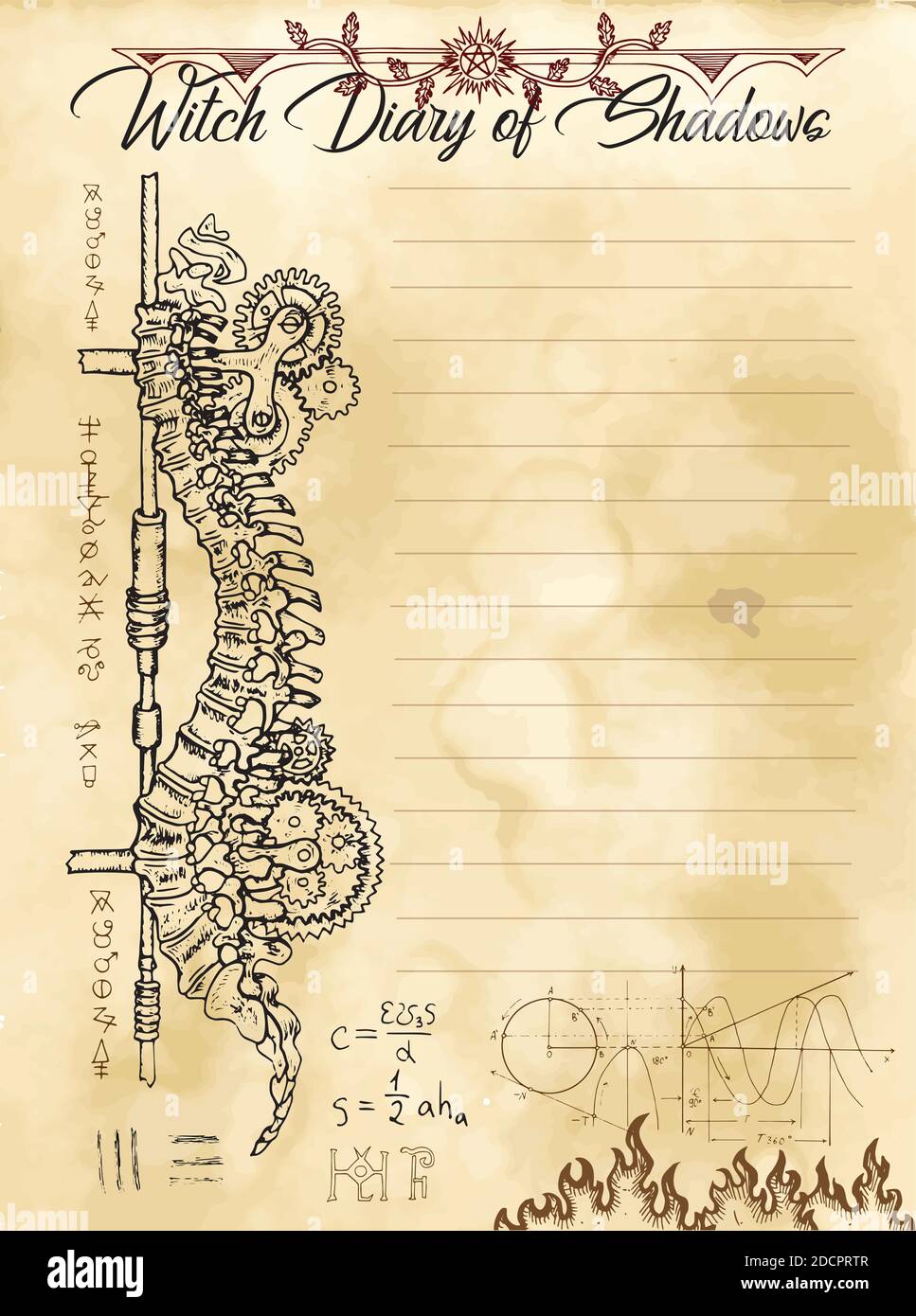 Design page of Witch Diary of Shadows with blank and copy space ...