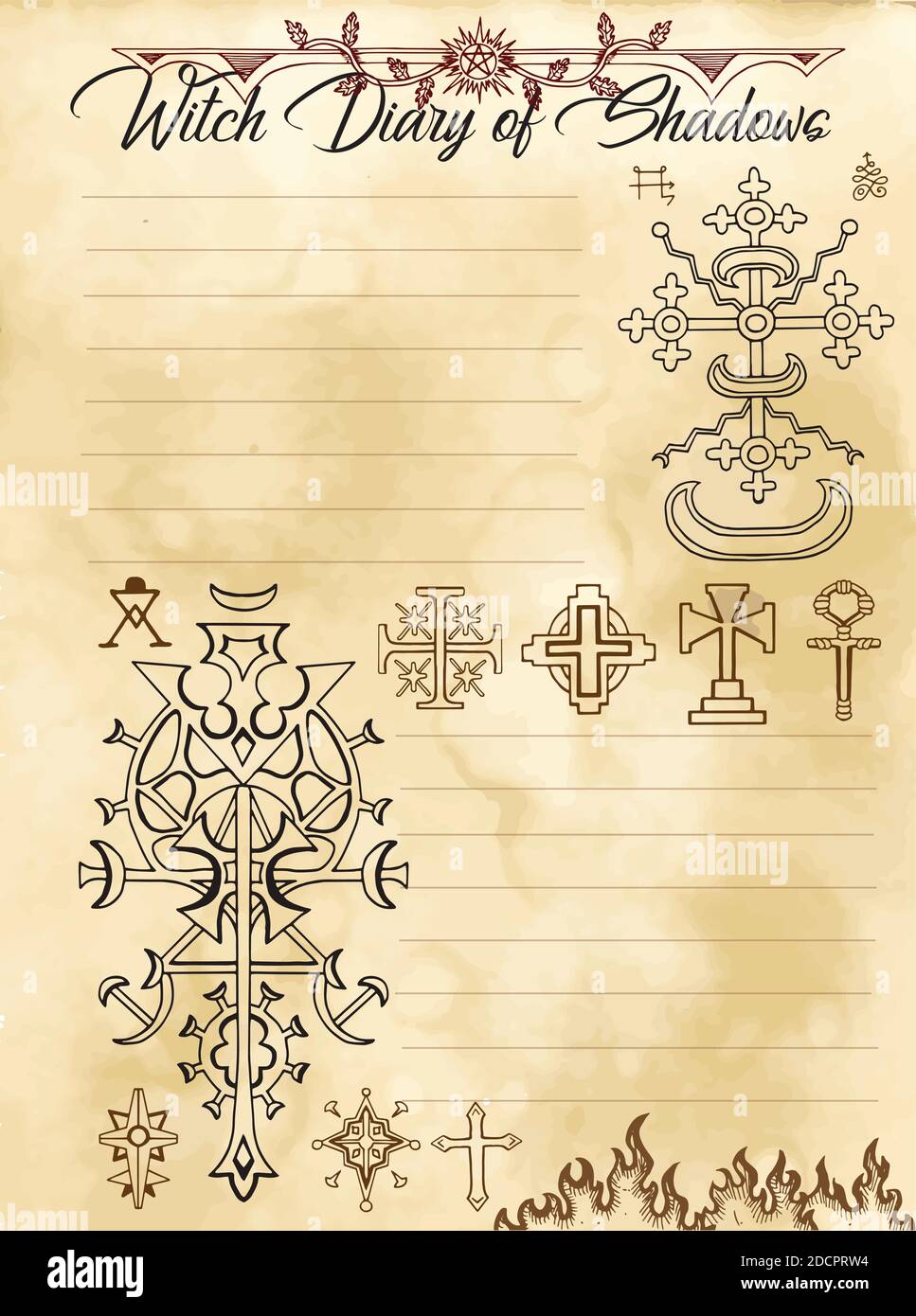 Design page of Witch Diary of Shadows with blank and copy space ...