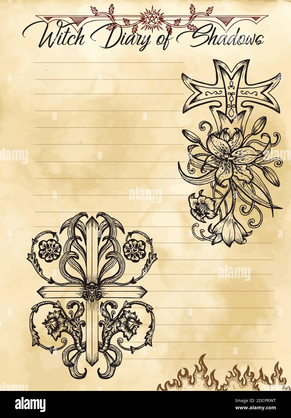 Design page of Witch Diary of Shadows with blank and copy space ...