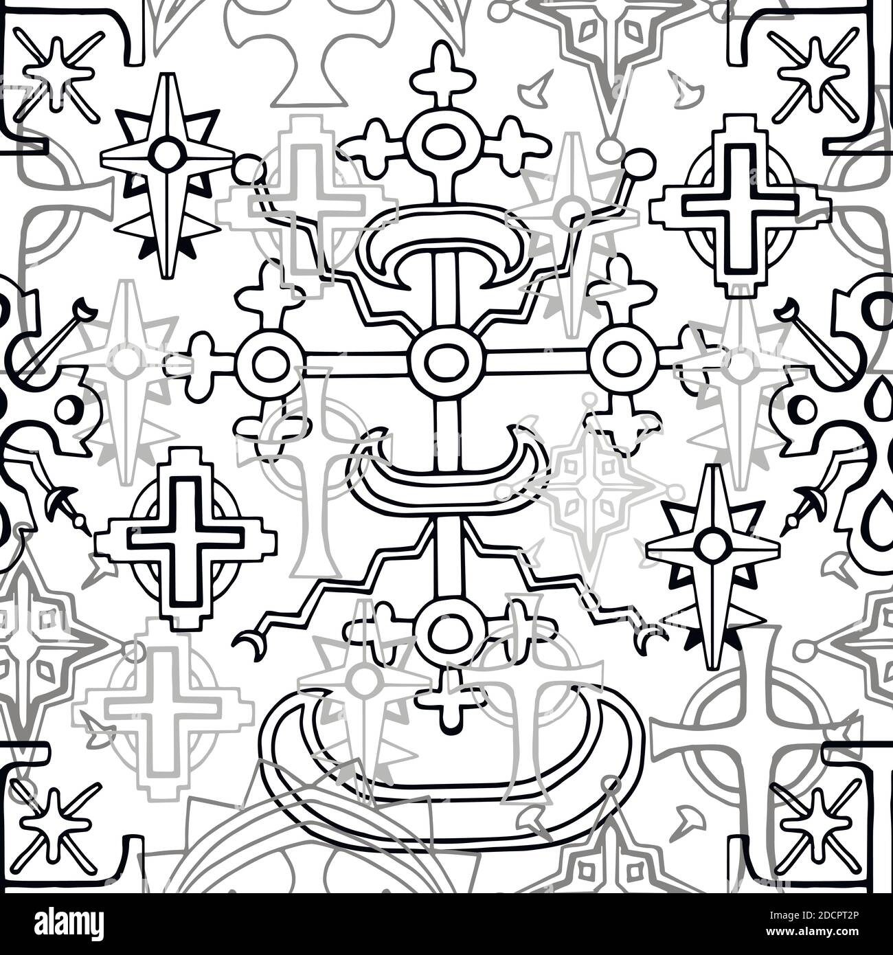 Seamless pattern with fantasy cross and baroque patterns, gothic and ...