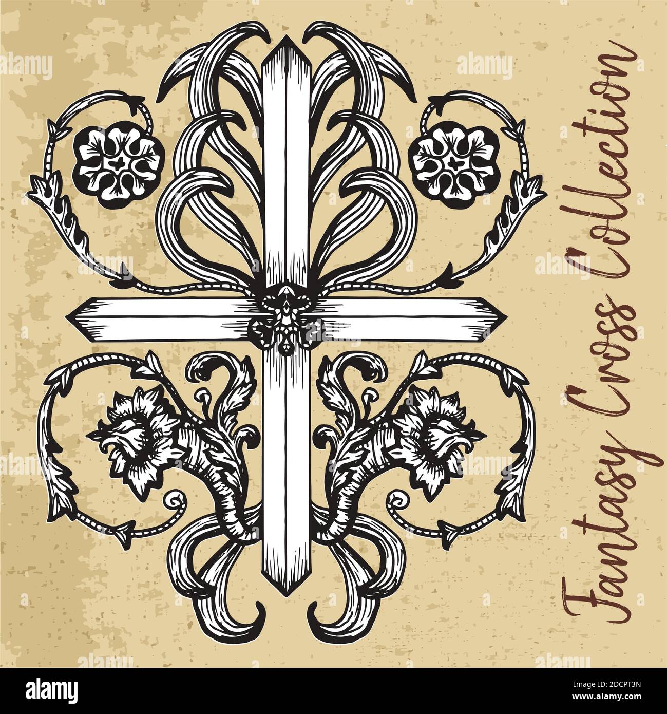 Design collection of fantasy crosses, religious and mystic concept ...