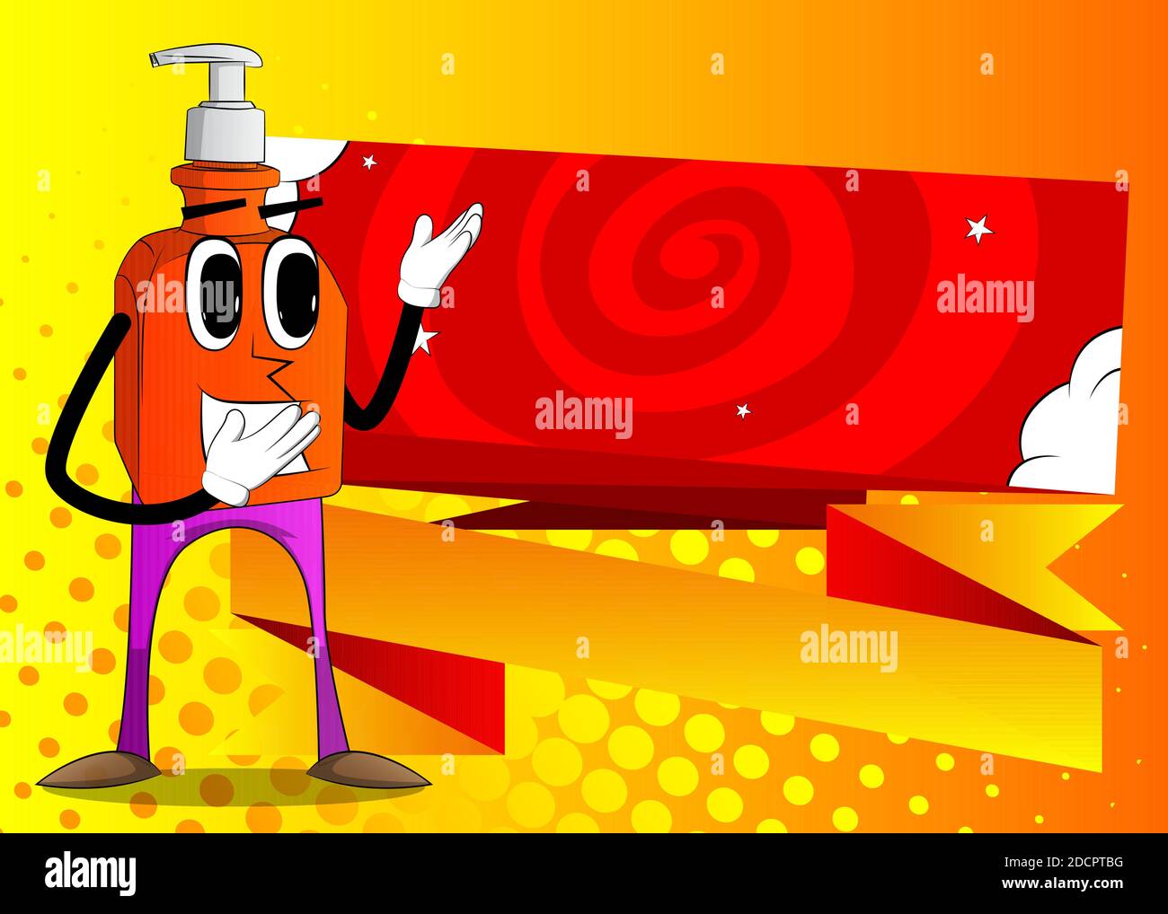 Cartoon bottle of hand sanitizer gel for hygiene with face showing ...