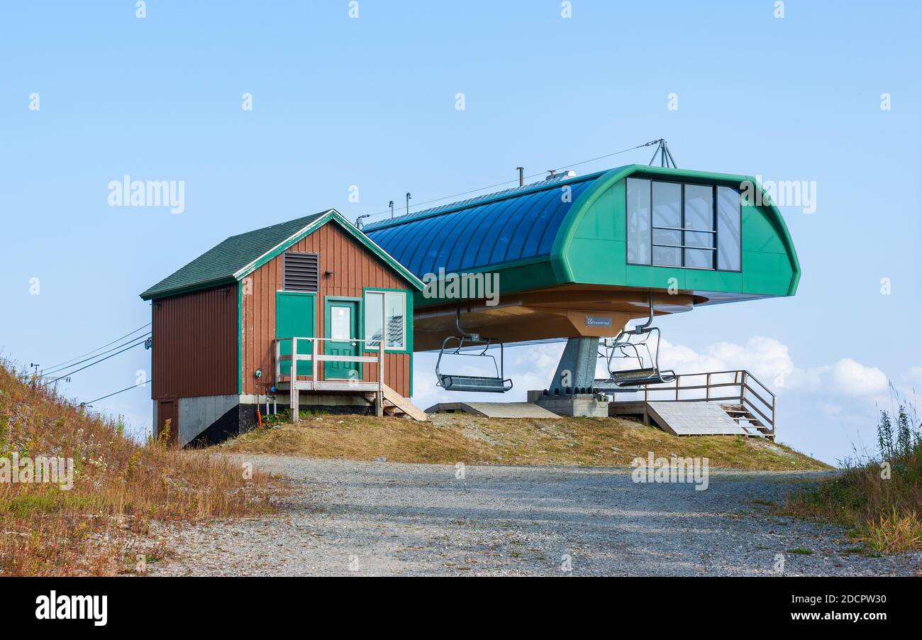 The upper terminal of the Fourrunner Quad ski chairlift, and the ...