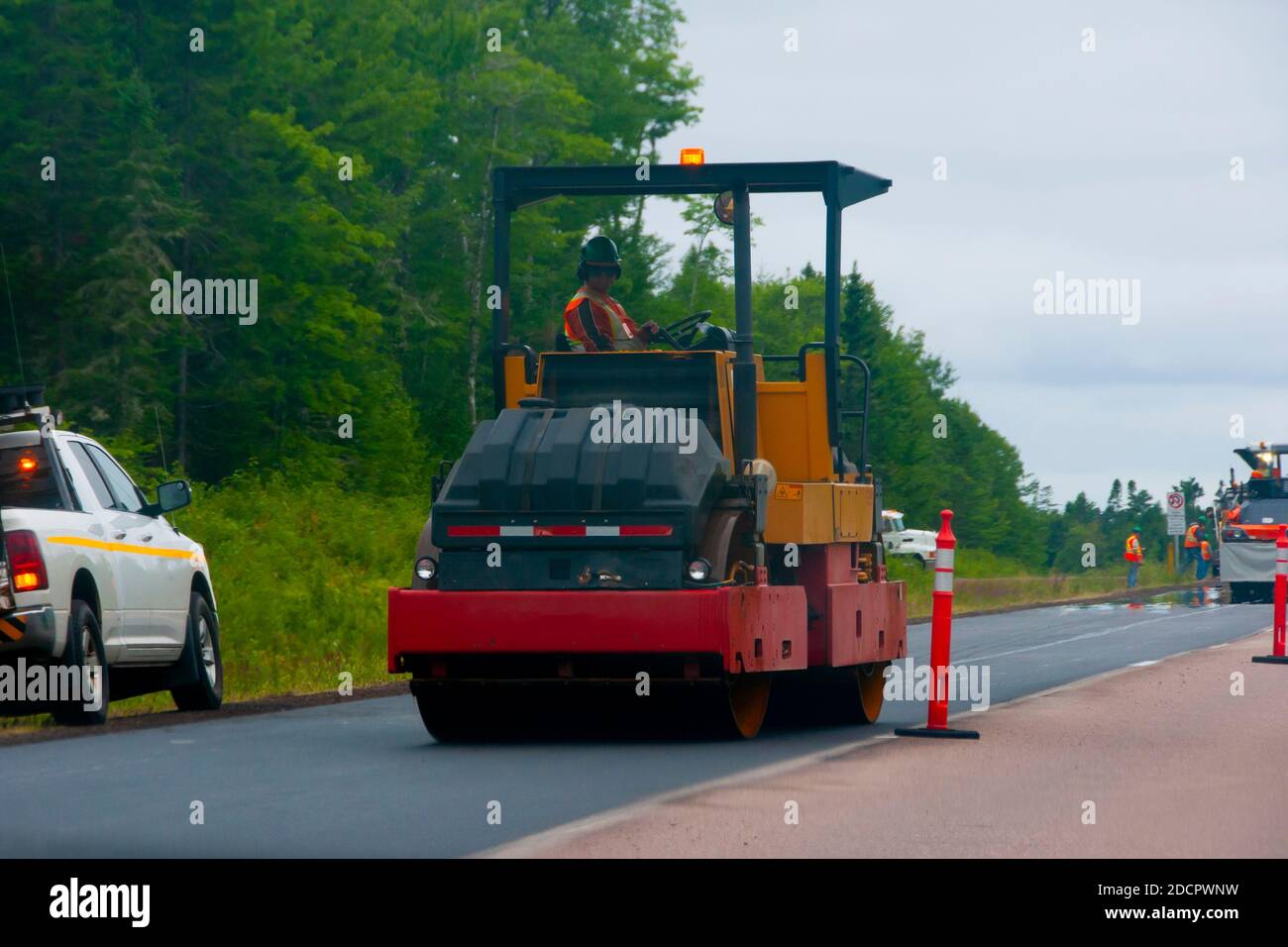 Asphalt Paving Machine on Construction Site Stock Photo - Alamy