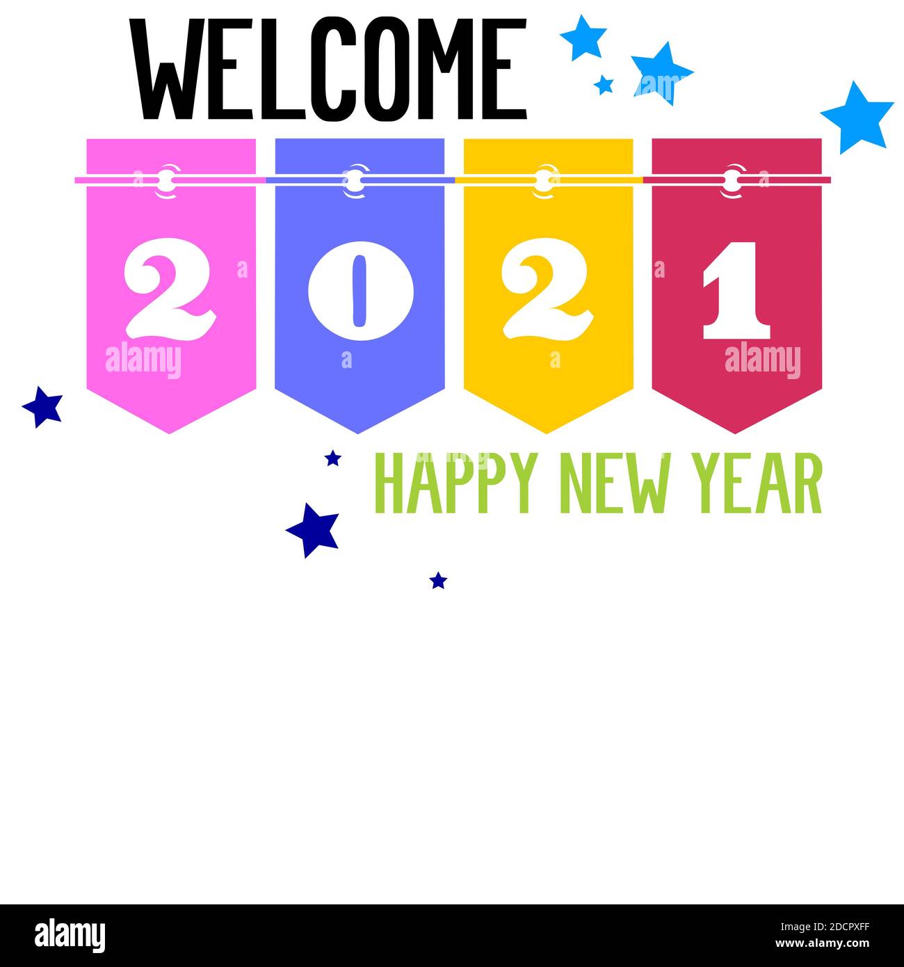 welcome 2021 colorful illustration with lettering Happy New Year Stock ...