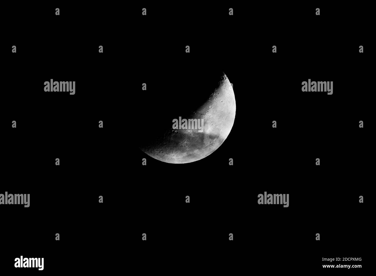 Waxing crescent moon with 38 percent visibility and clouds Stock Photo ...