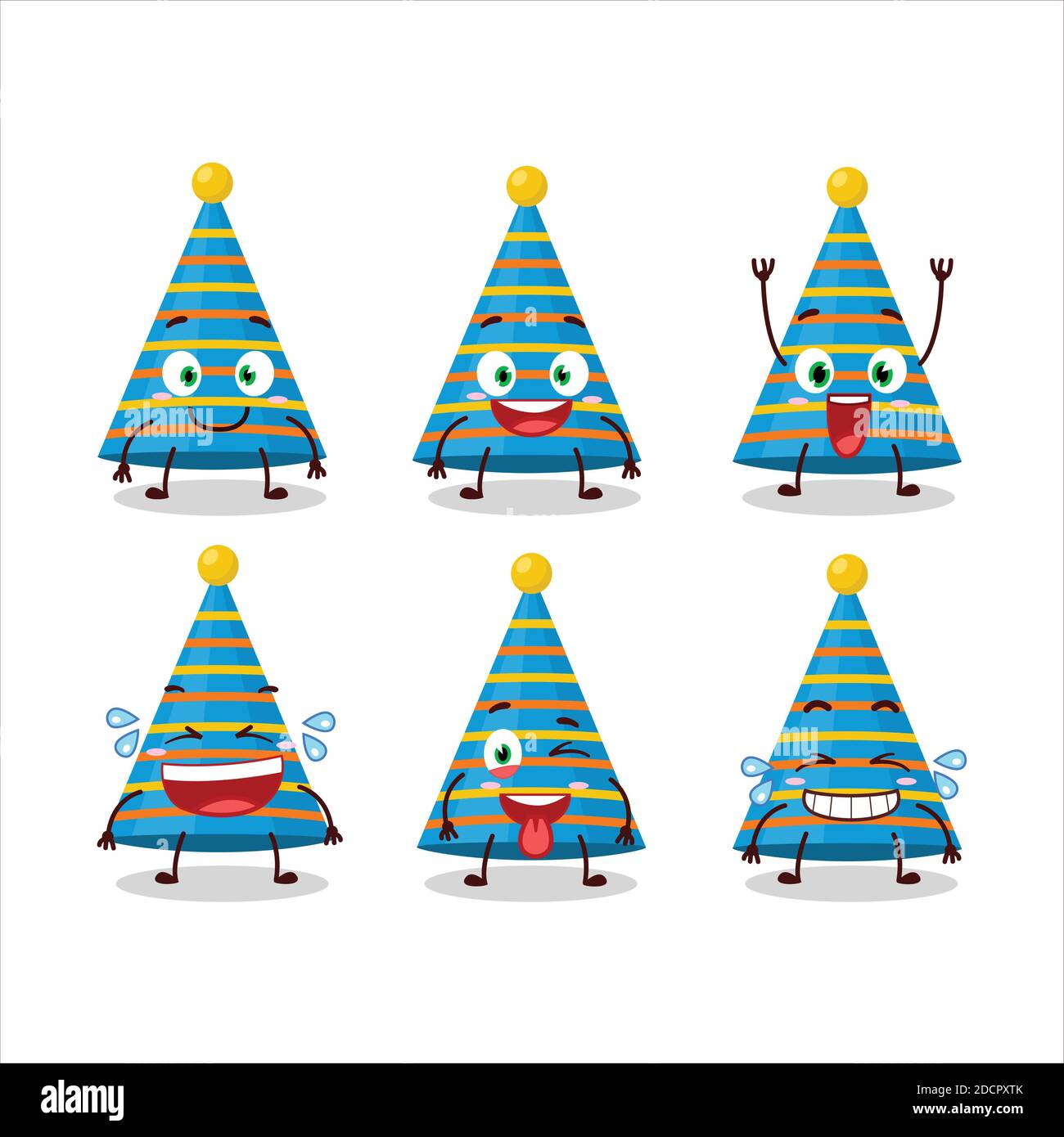 Cartoon character of blue party hat with smile expression. Vector ...