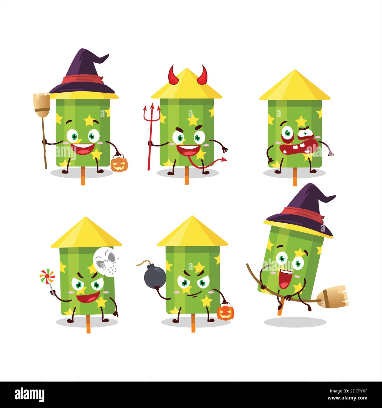 Halloween expression emoticons with cartoon character of green ...
