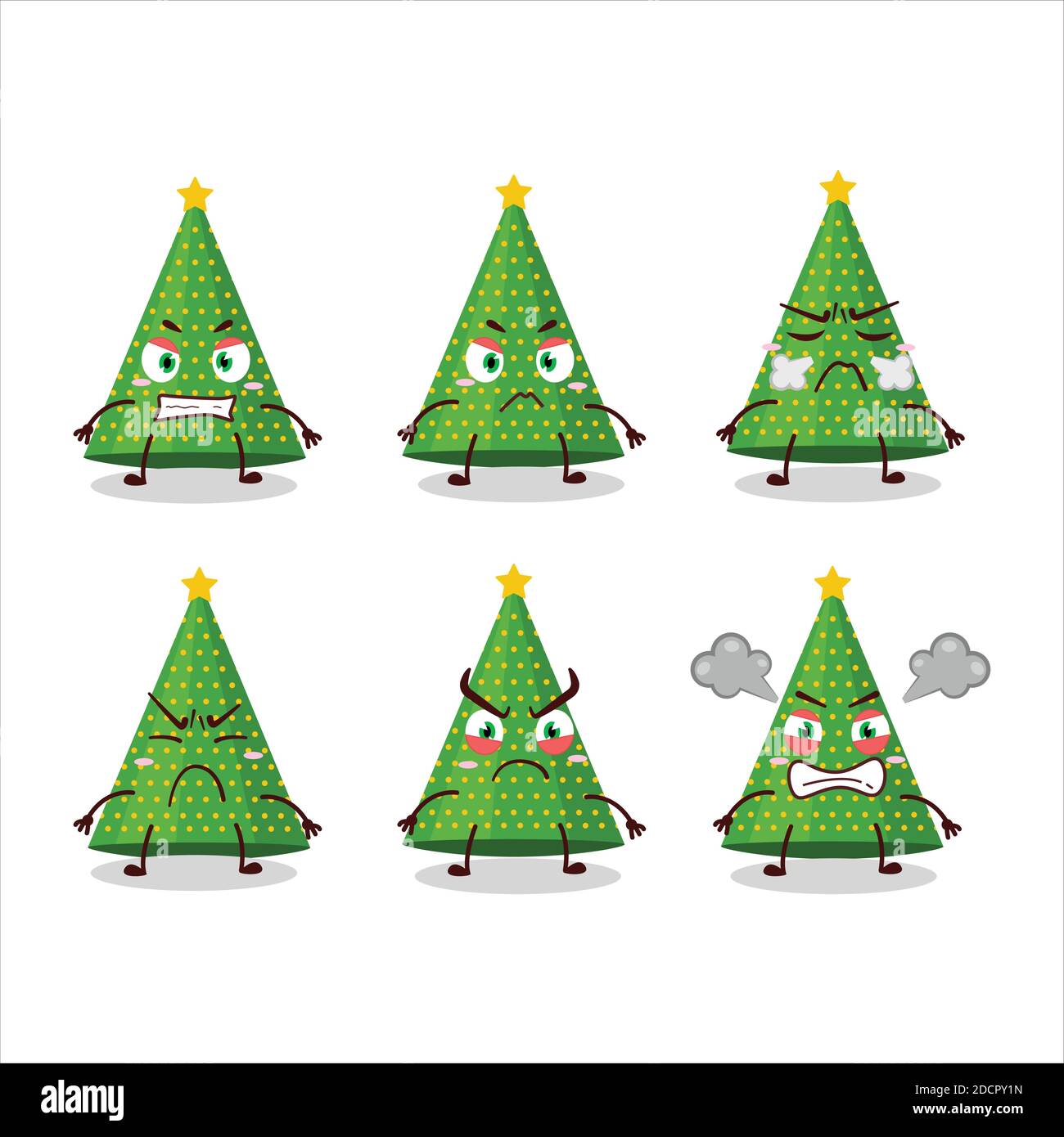 Green party hat cartoon character with various angry expressions ...