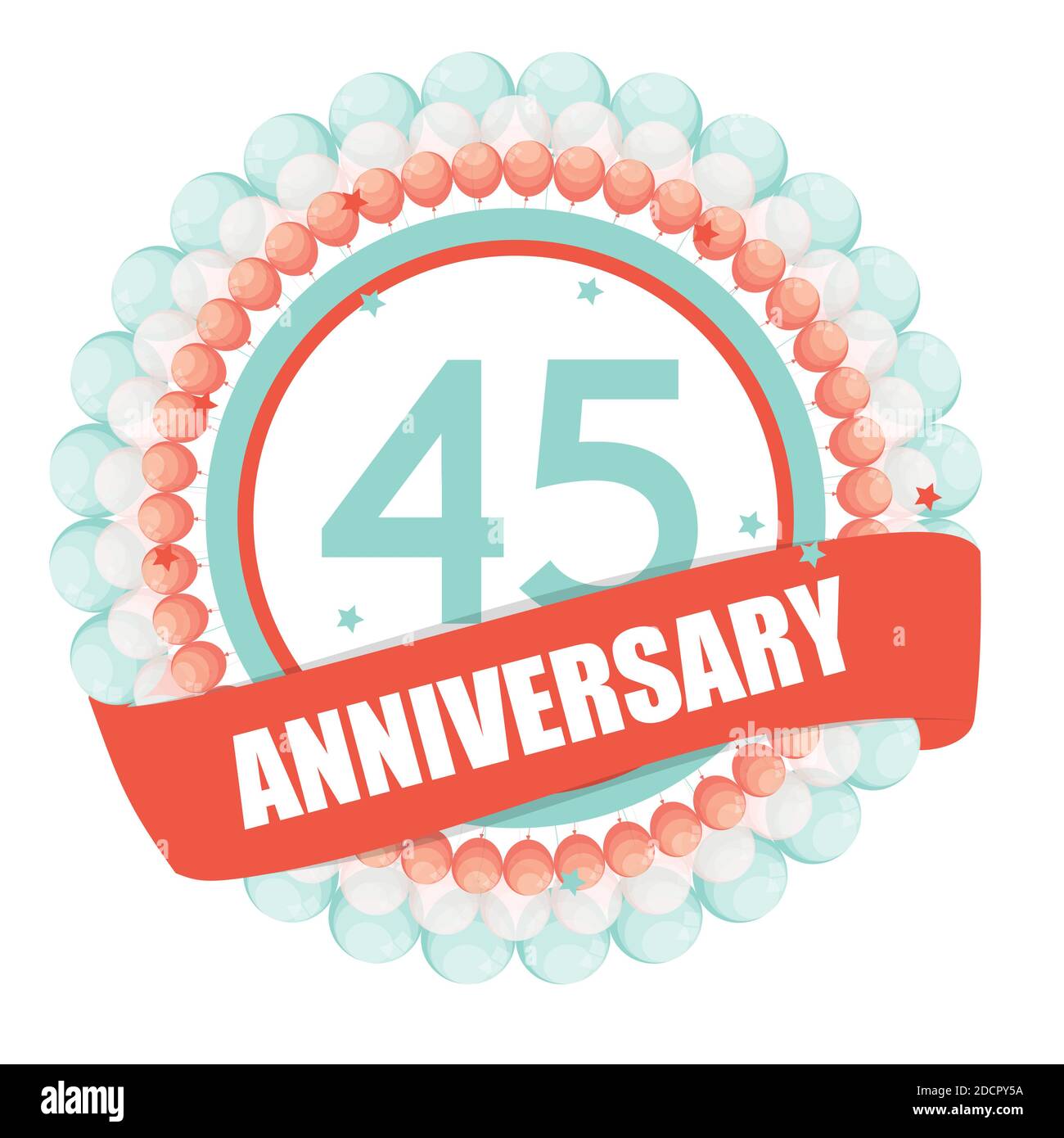 Cute Template 45 Years Anniversary with Balloons and Ribbon ...