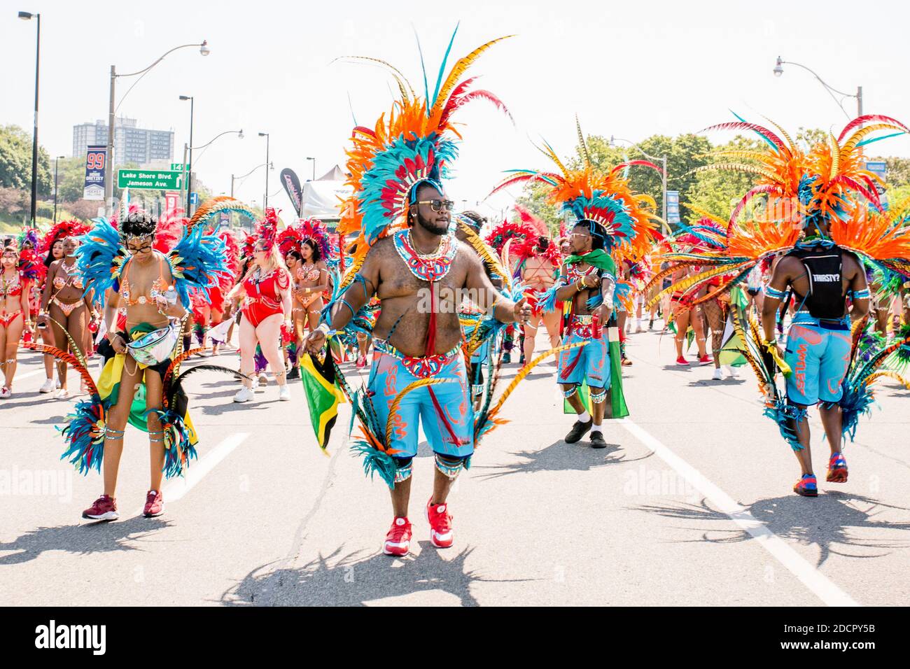 Participants parading in colourful costumes during the Toronto ...