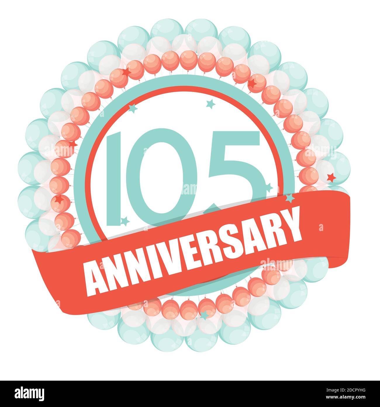 Cute Template 105 Years Anniversary with Balloons and Ribbon ...
