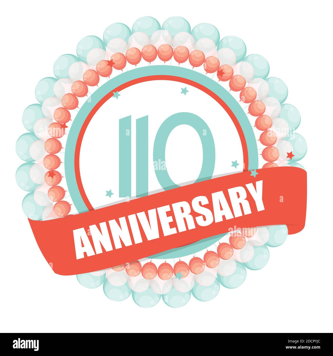 Cute Template 110 Years Anniversary with Balloons and Ribbon ...