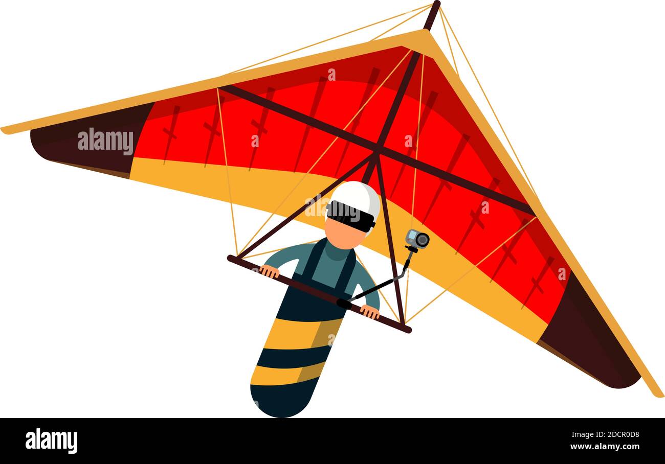 Man hang glider icon isolated on white background. Vector illustration. Hang gliding and sky ...