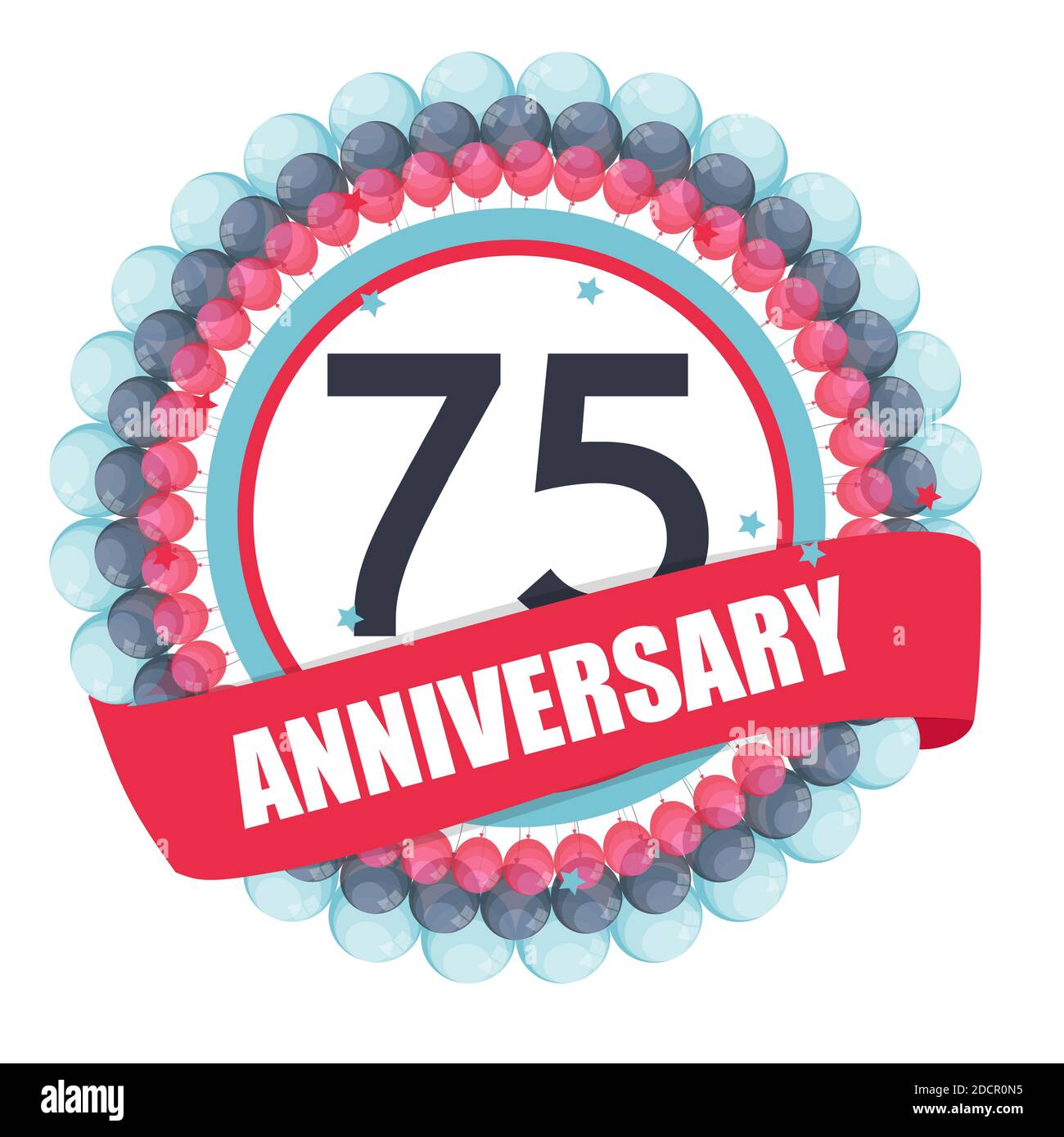 Cute Template 75 Years Anniversary with Balloons and Ribbon ...