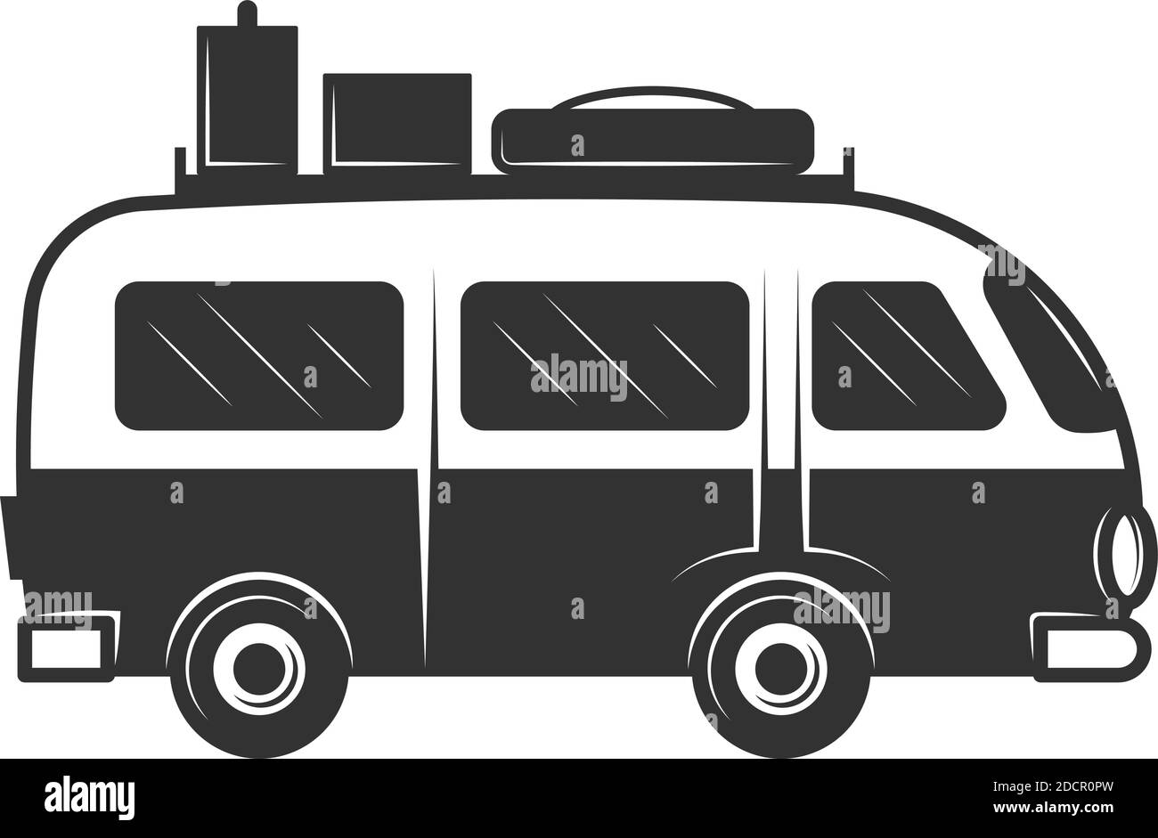 Vintage travel van icon isolated on white background. Vector ...
