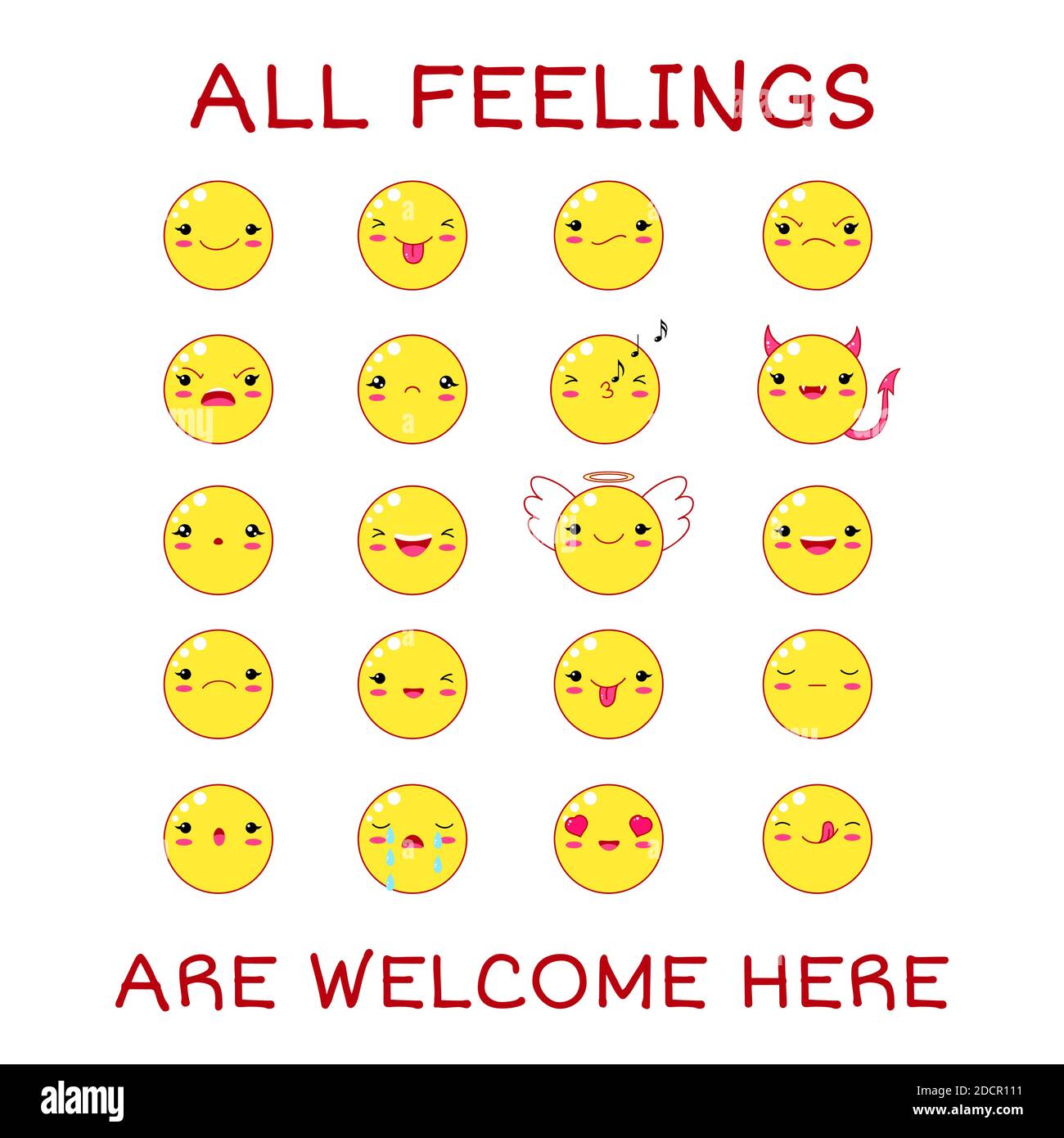 All feeling are welcome here. Vector banner with affirmation for kids ...