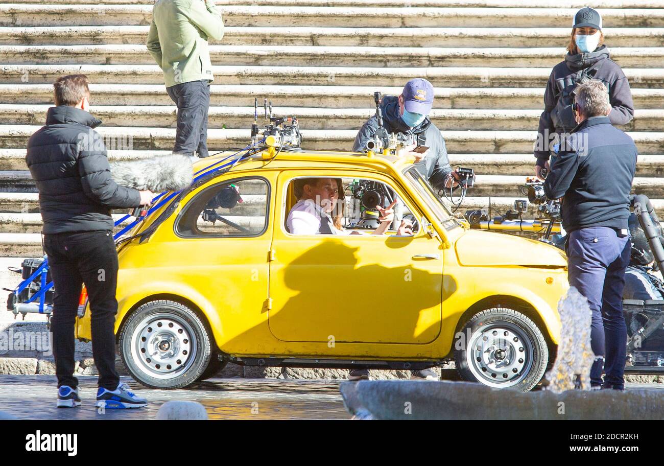 Rome, the actor Tom Cruise photographed on the set of the film Mission ...