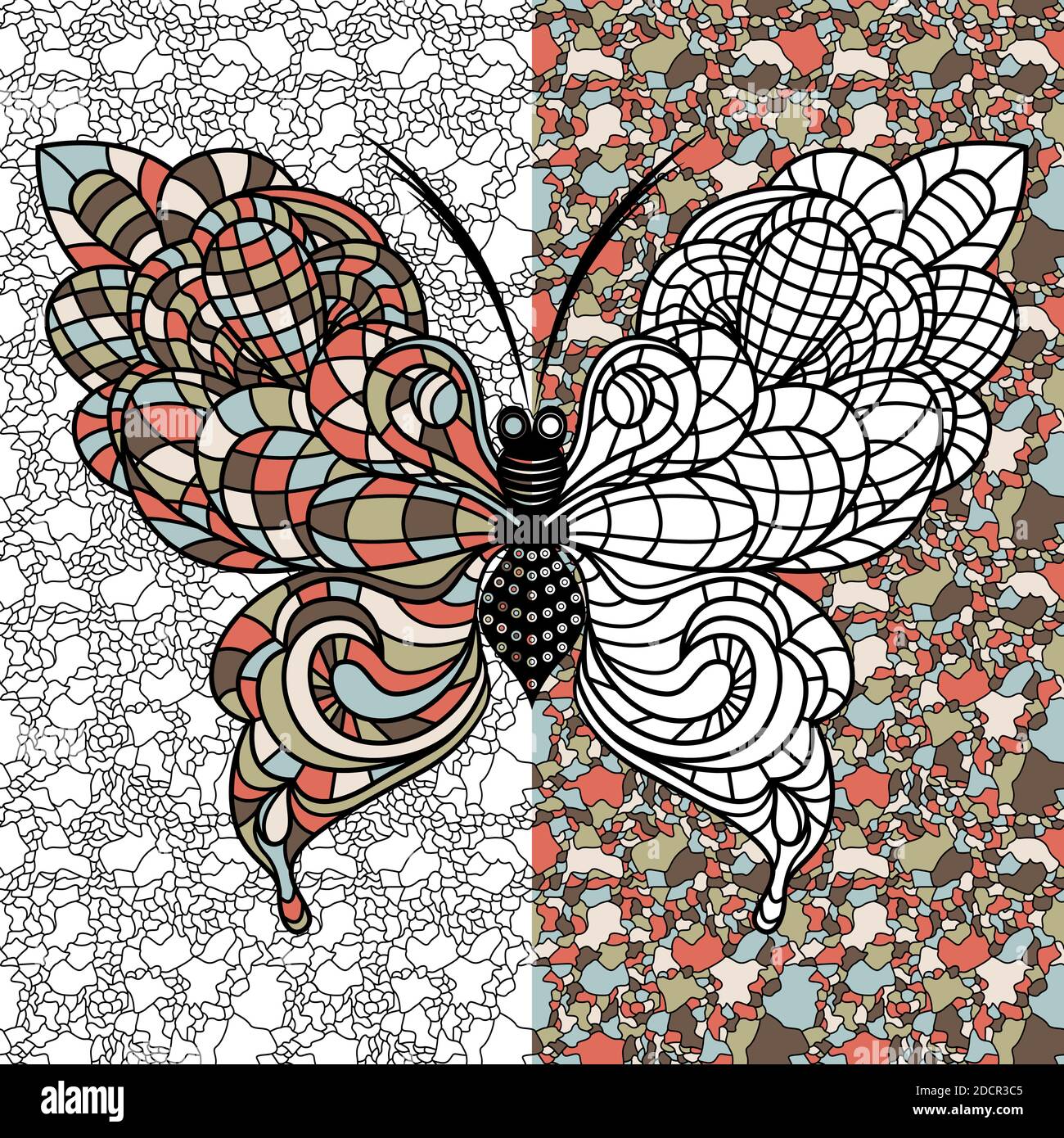 Colorful decorative beautiful butterfly on the mosaic background in ...