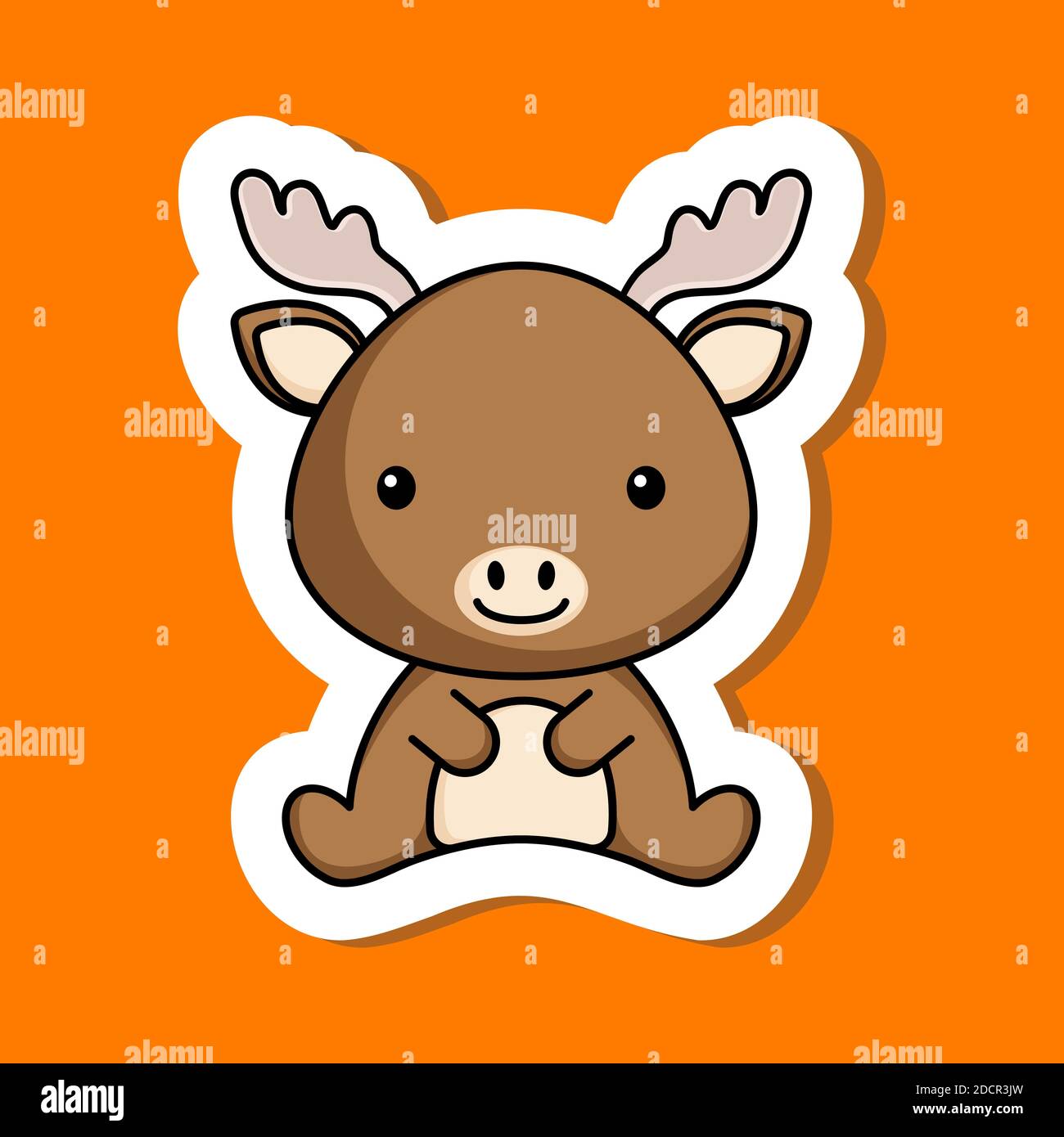 Cute cartoon sticker little moose logo template. Mascot animal ...