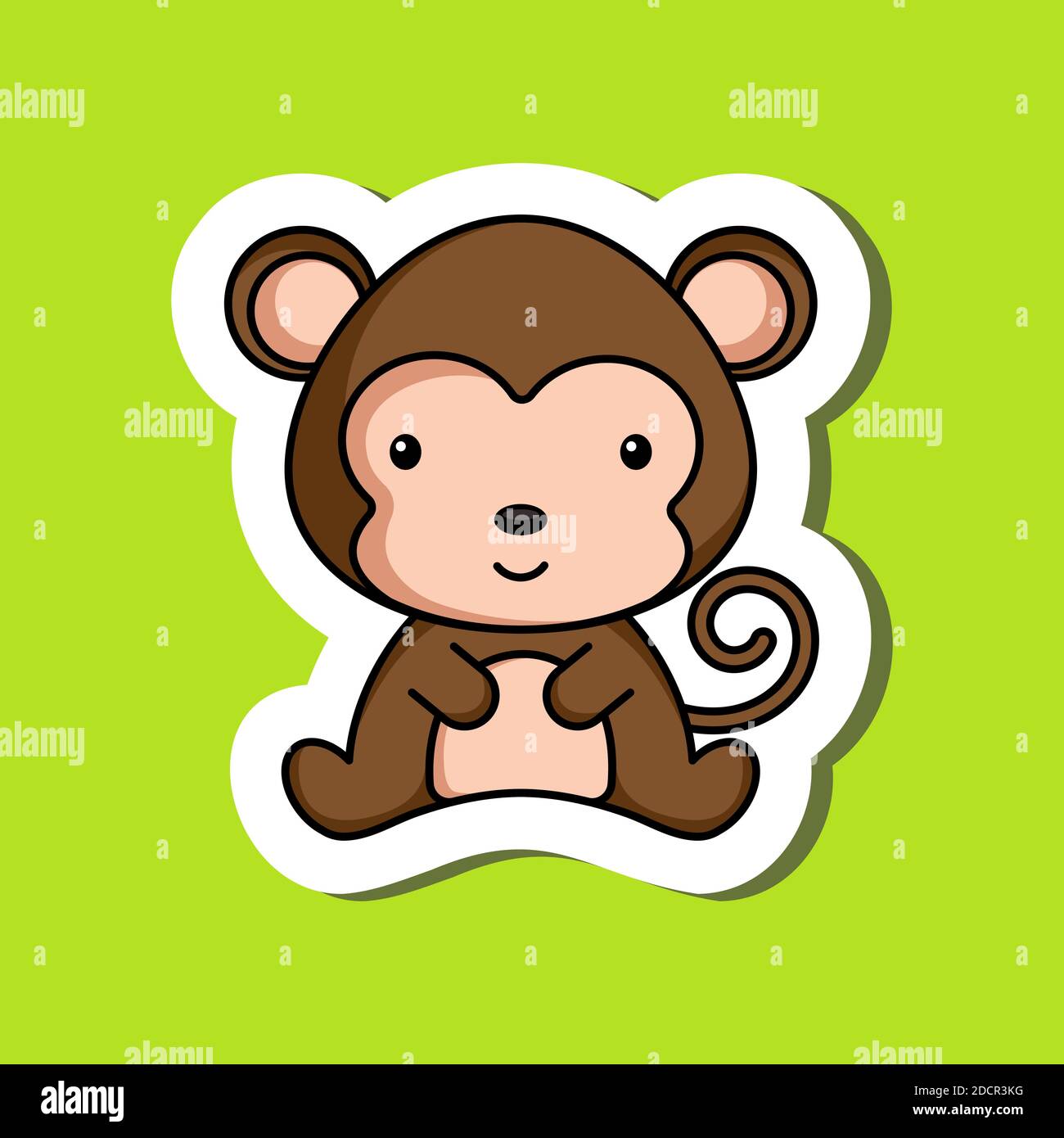Cute cartoon sticker little monkey logo template. Mascot animal ...