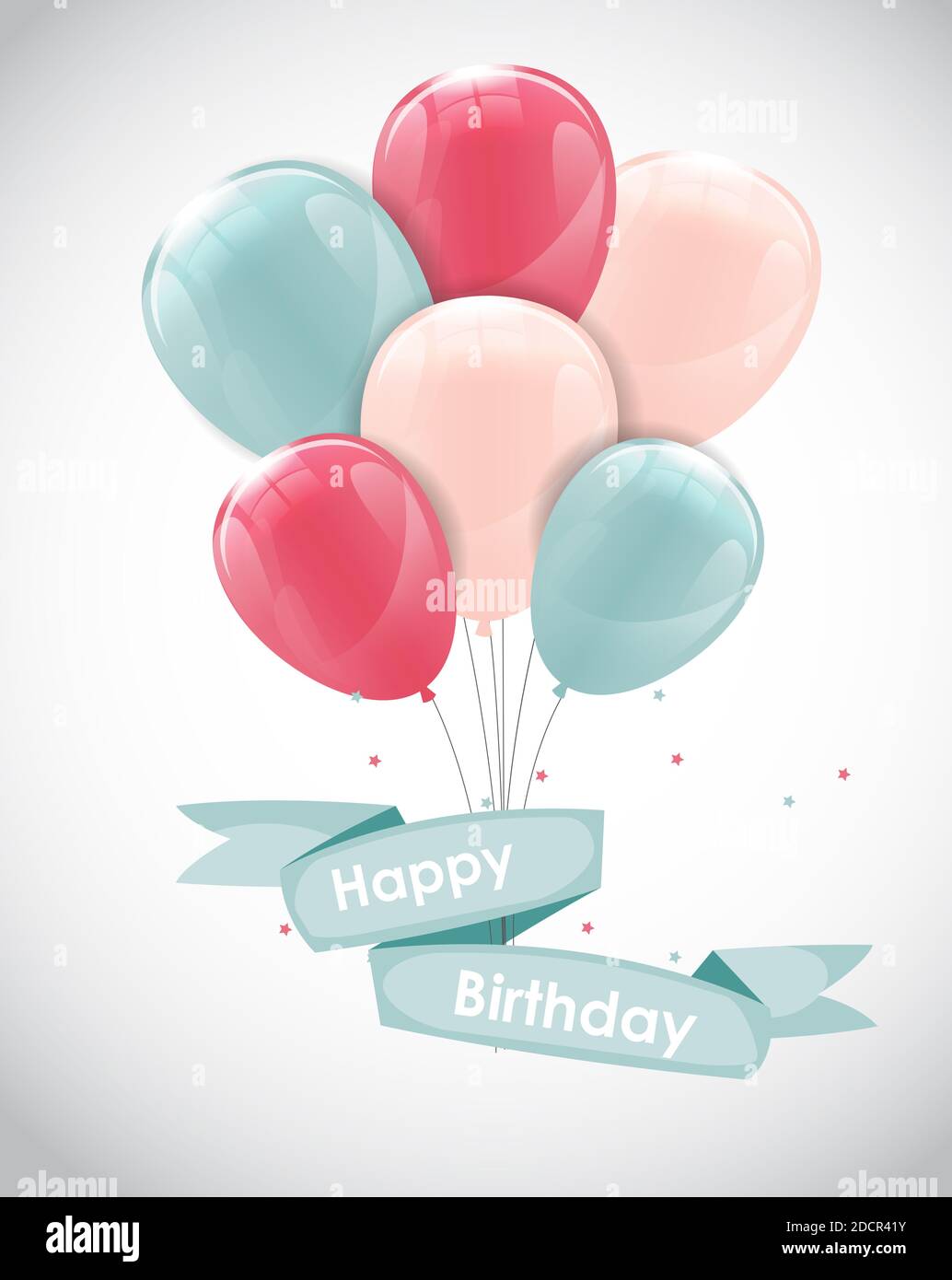 Color Glossy Happy Birthday Balloons Banner Background Illustration ...
