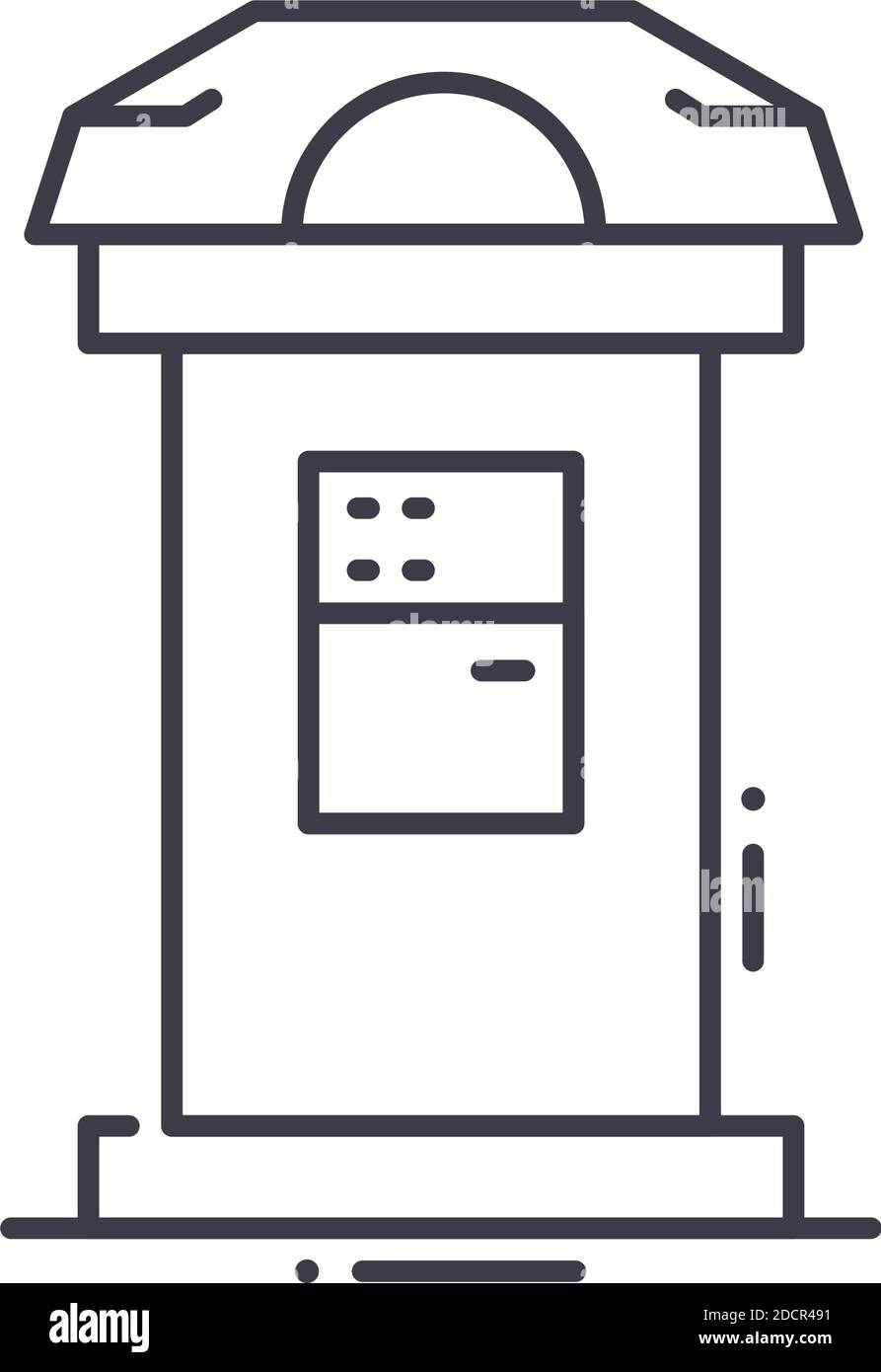 Phone booth icon, linear isolated illustration, thin line vector, web design sign, outline ...