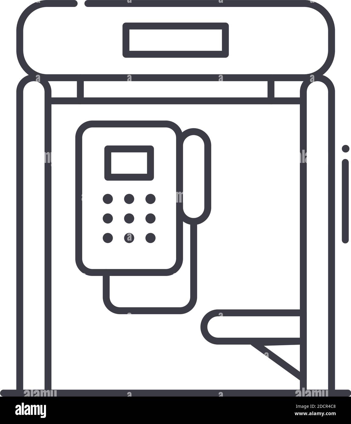 Phone booth icon, linear isolated illustration, thin line vector, web design sign, outline ...