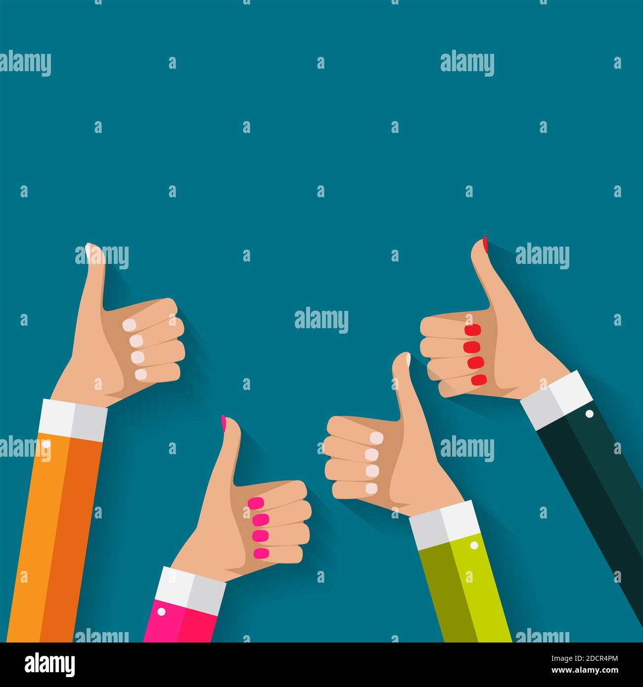 Flat Design Thumbs Up Background . Illustration Stock Photo - Alamy