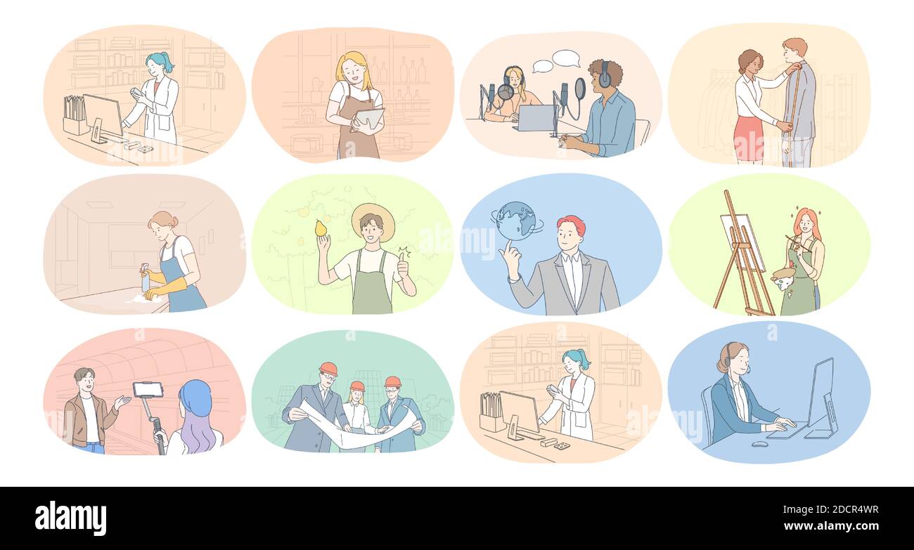 Cartoon characters different professions hi-res stock photography and ...