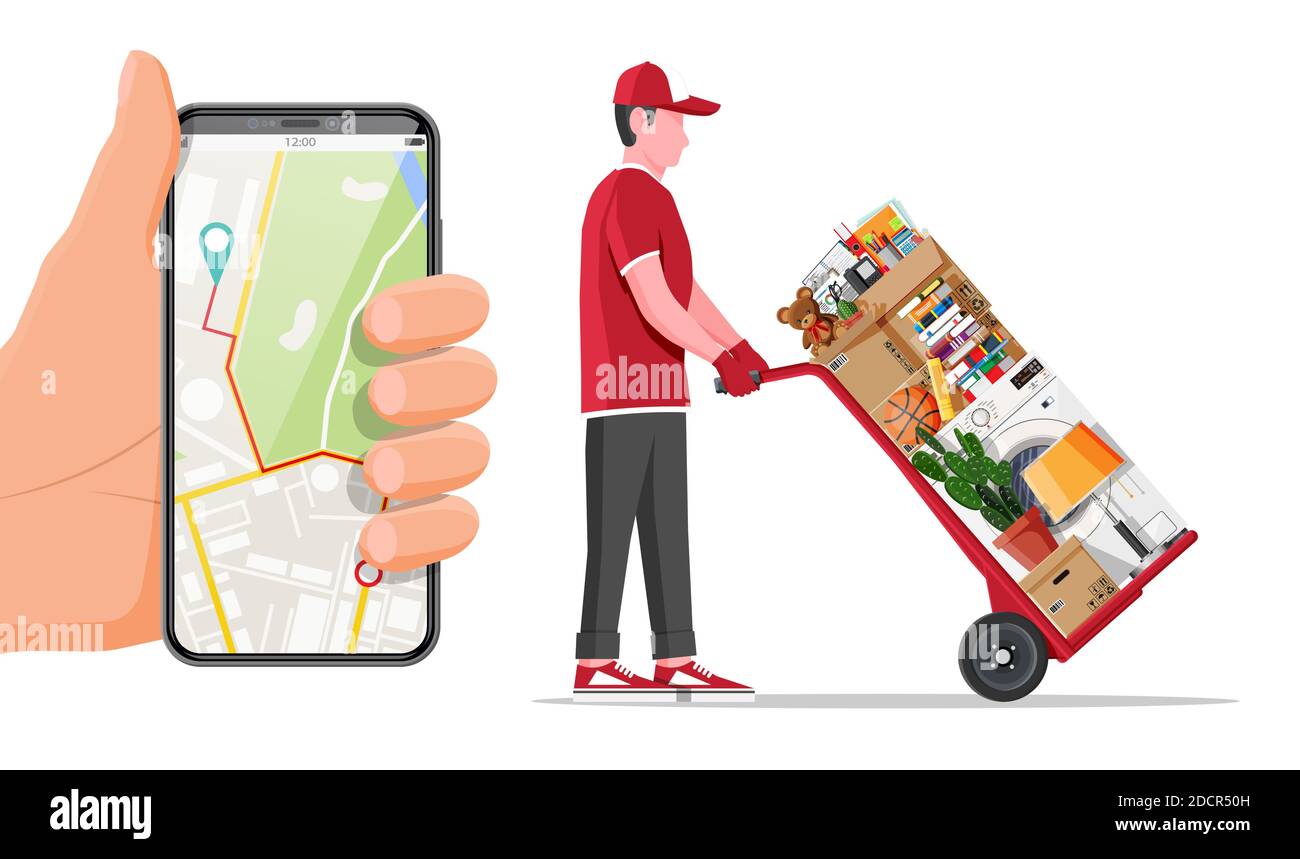 Cartoon illustration man moving home hi-res stock photography and ...