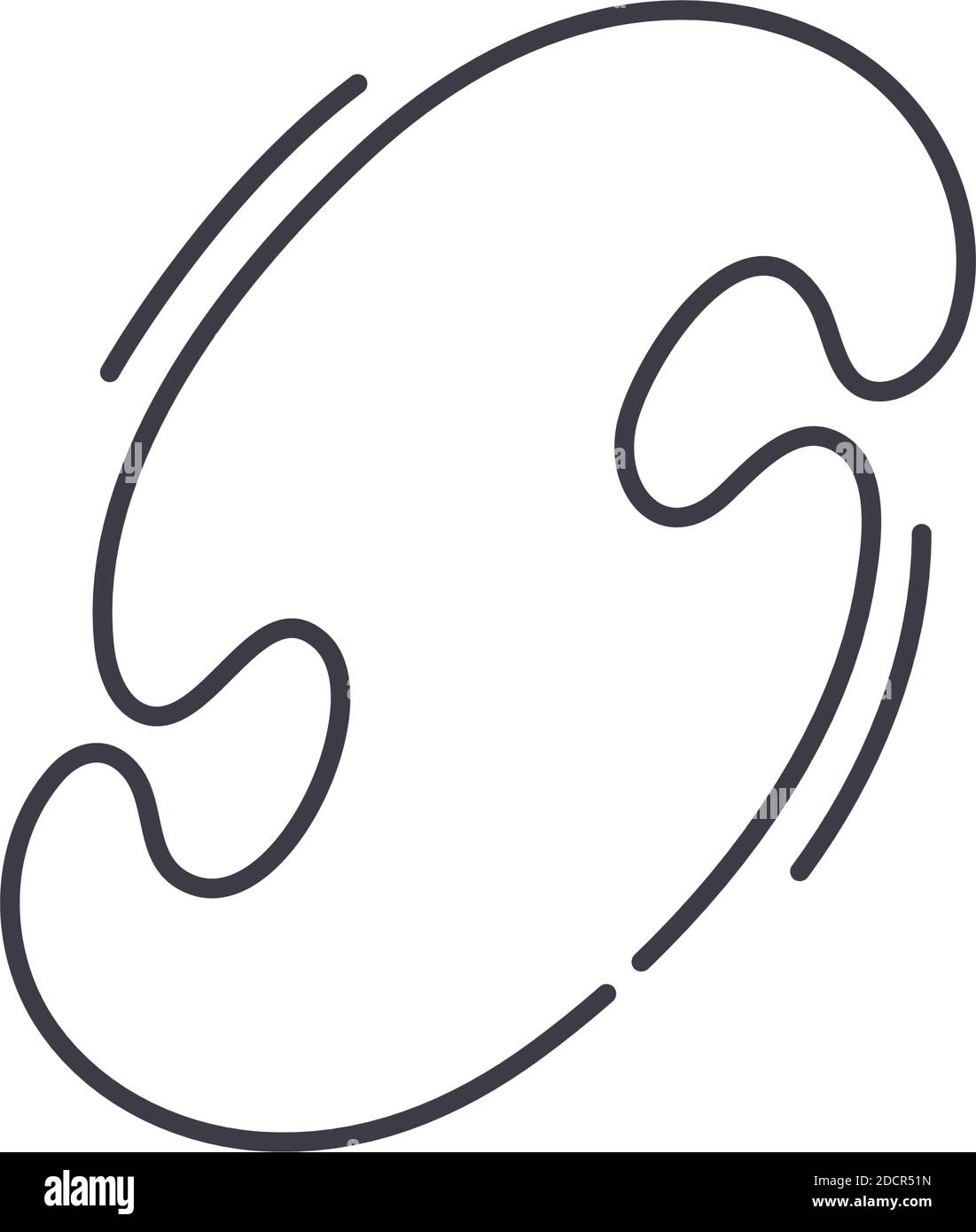 Measuring curve ruler icon, linear isolated illustration, thin line ...