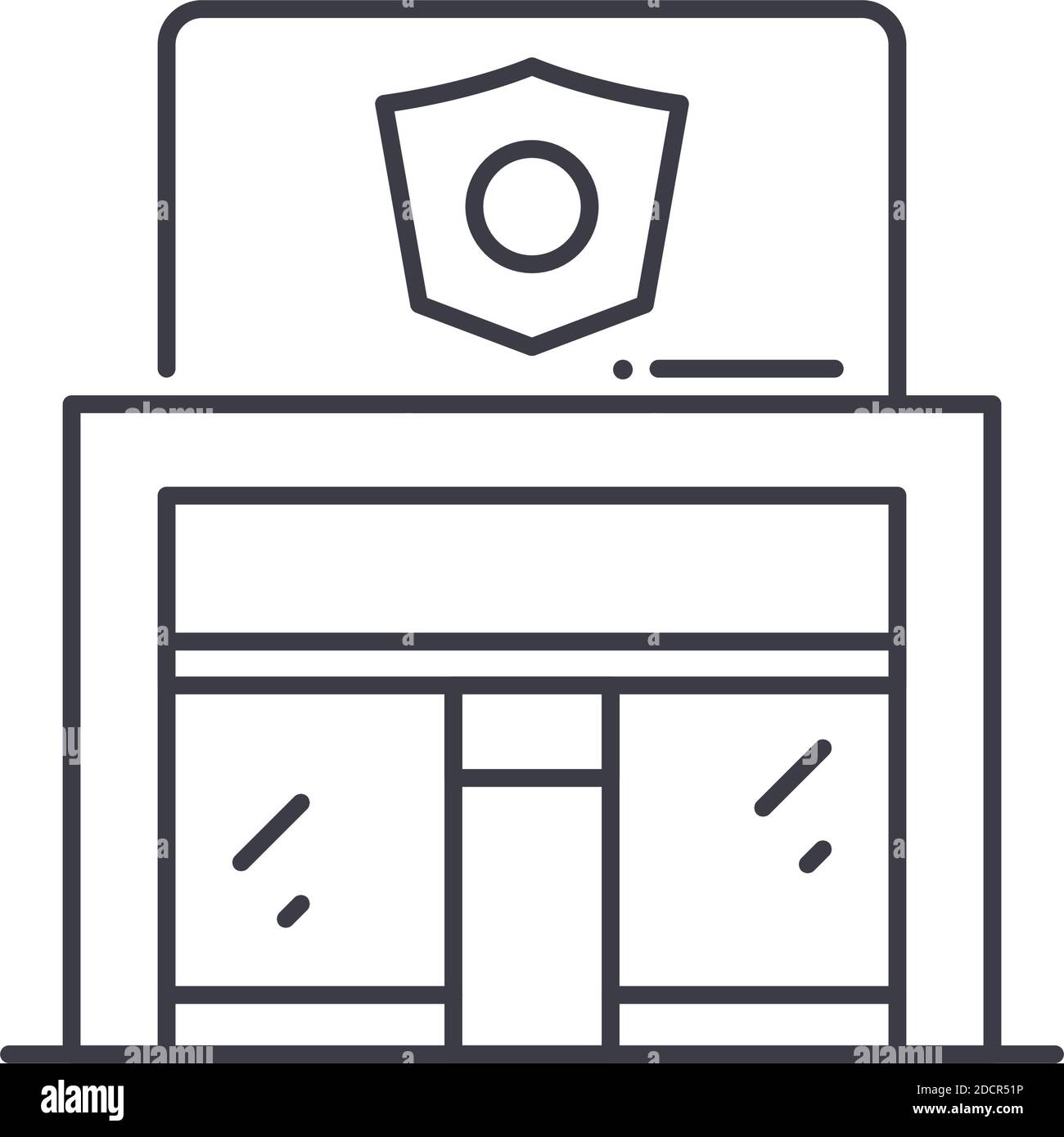 Police station concept icon, linear isolated illustration, thin line ...