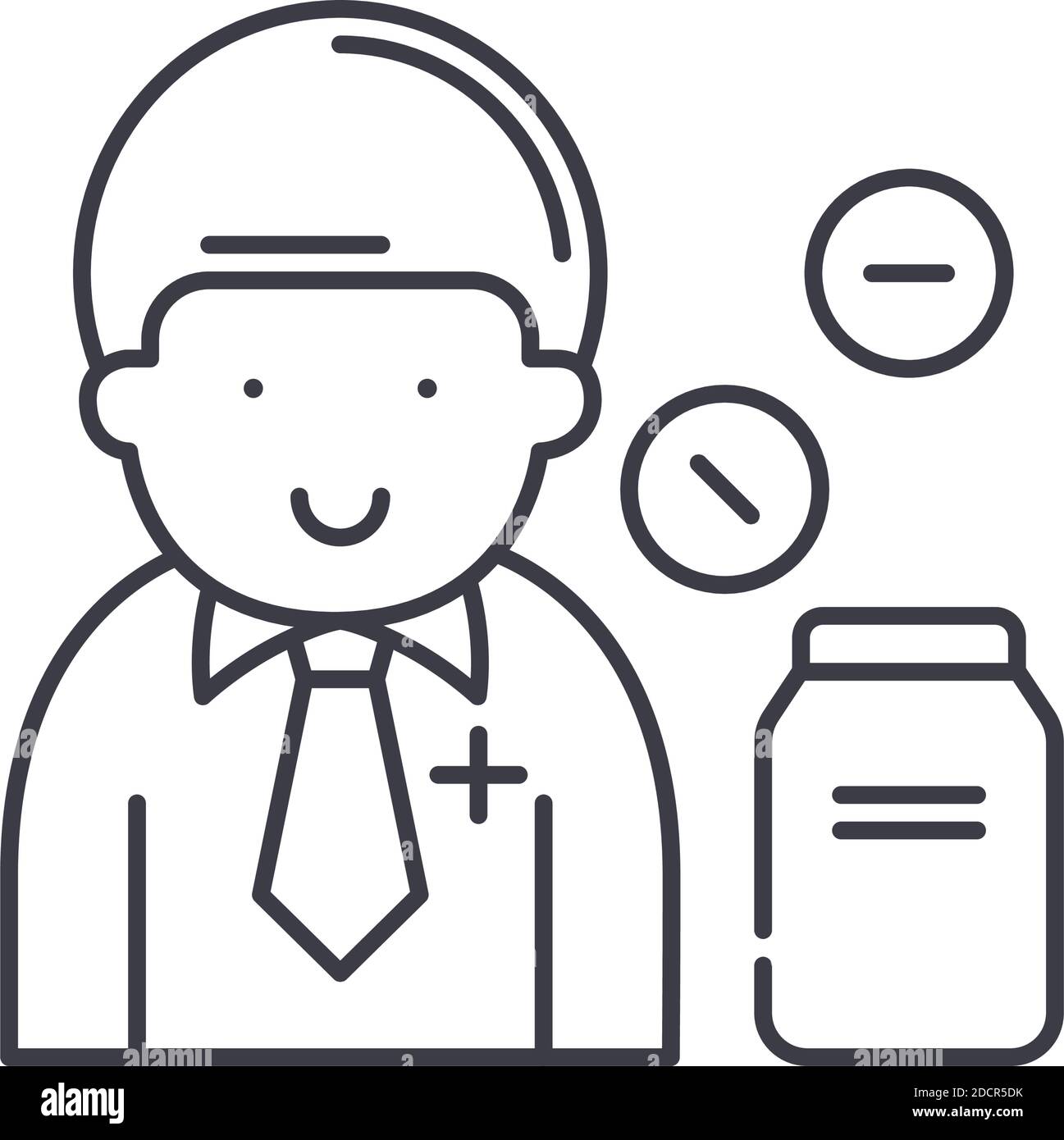 Pharmacist icon, linear isolated illustration, thin line vector, web ...