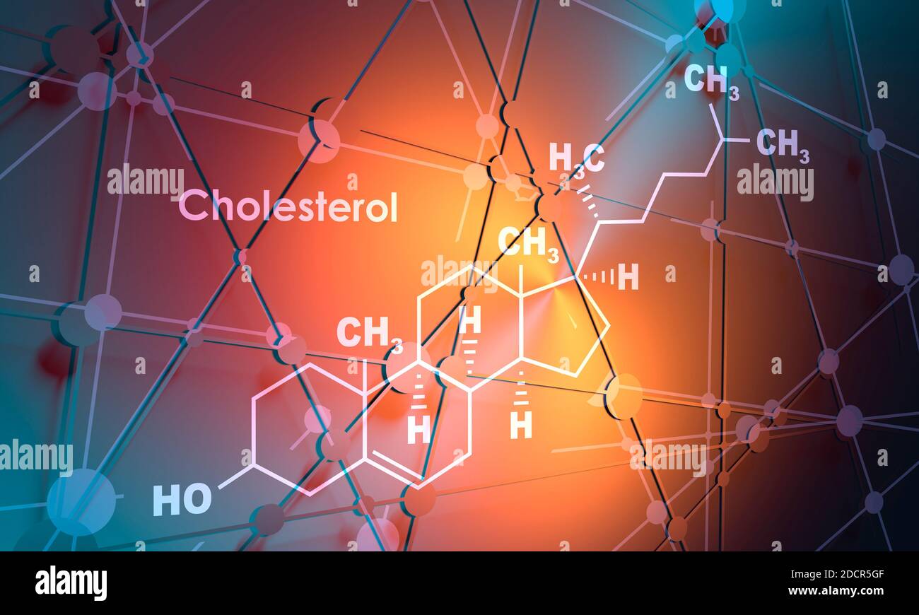Chemical molecular formula of cholesterol. Infographics illustration ...
