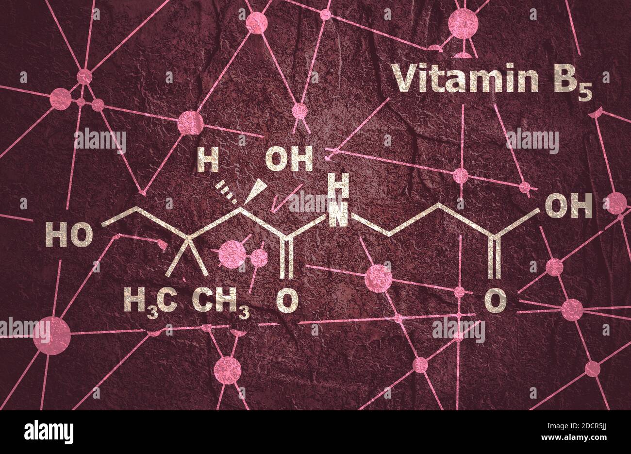 Pantothenic acid or vitamin B5 structural chemical formula. Connected ...