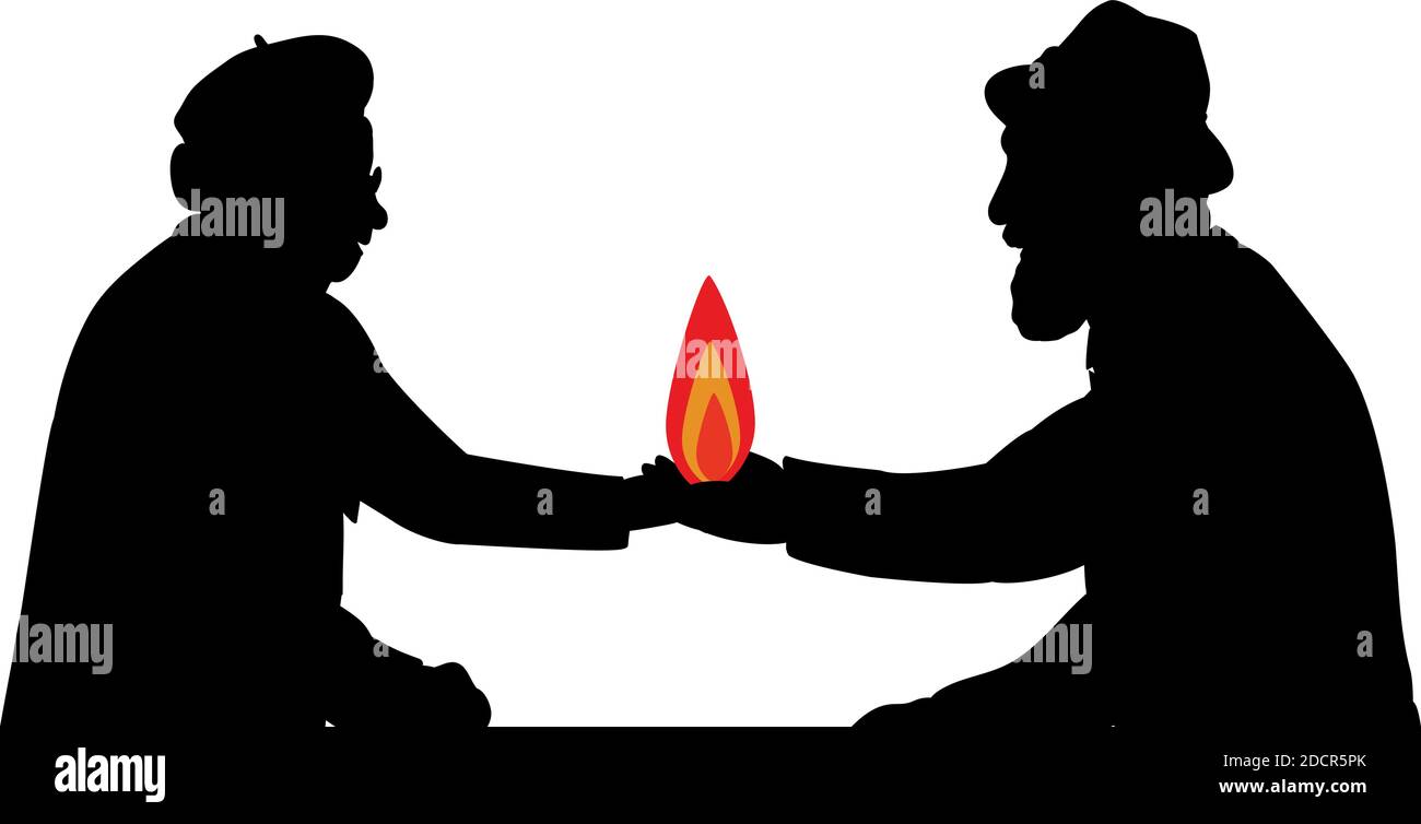 Silhouettes grandparents holding fire symbol family house Stock Vector ...