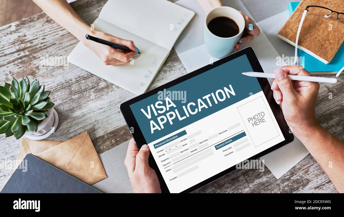 Online Visa application form on screen. Country Visit permit Stock ...