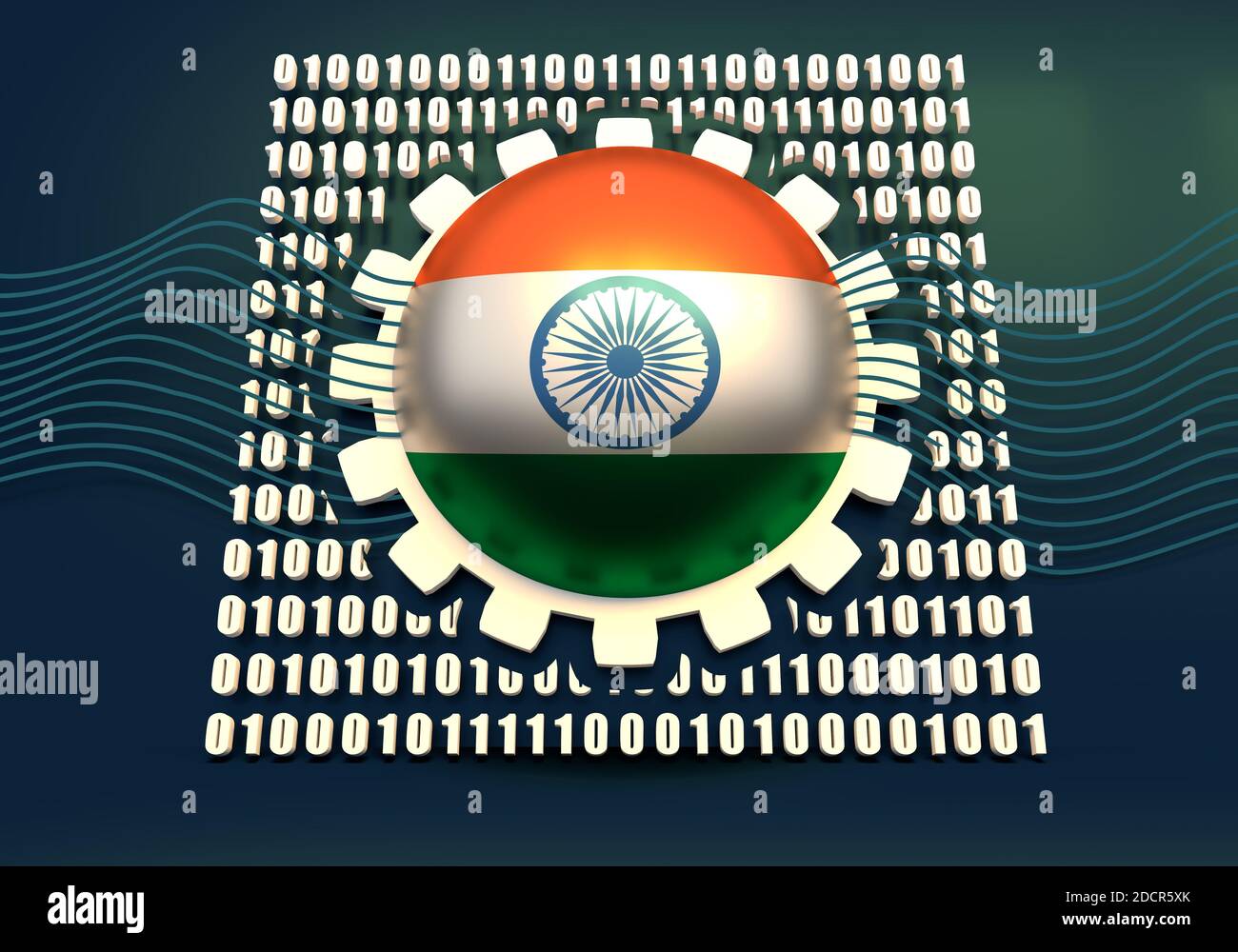 Binary Code Background With Gear And Flag Of The India Algorithm Binary Data Code Decryption 1314